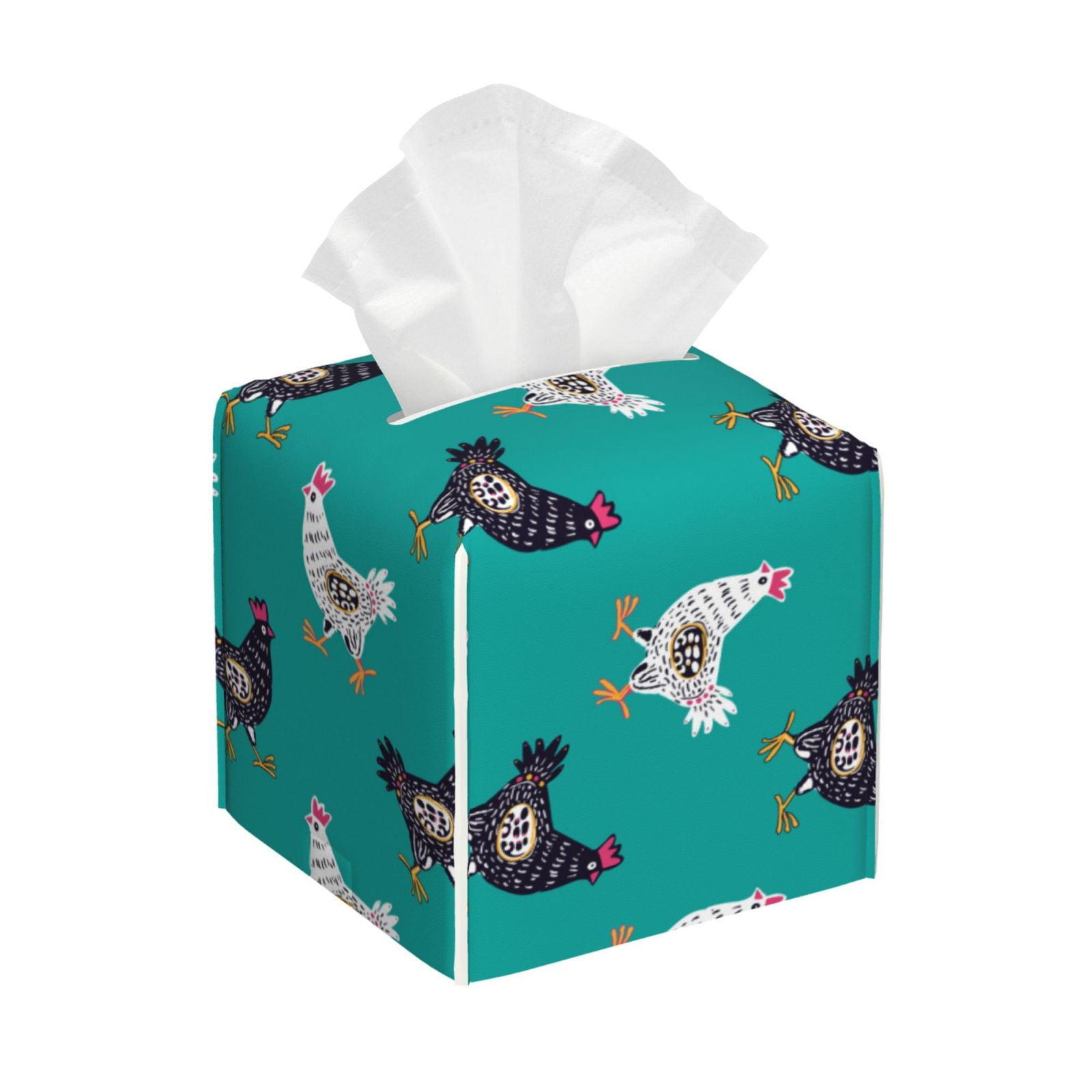 Uemuo Funny Chicken Tissue Box Cover Holder, Square with Bottom Belt ...
