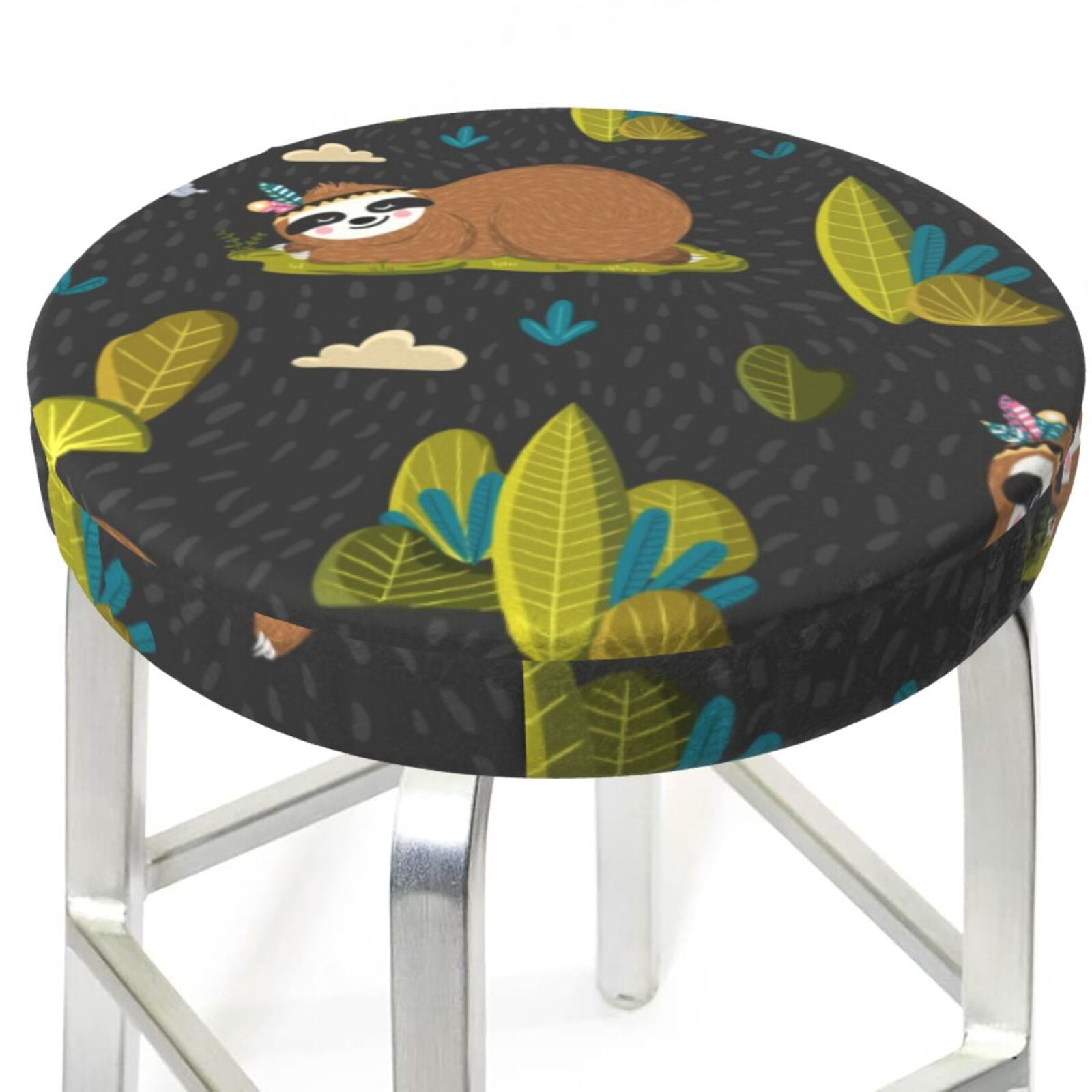 Uemuo Funny Sloths In The Forest Pattern Round Bar Stool Seat Covers ...