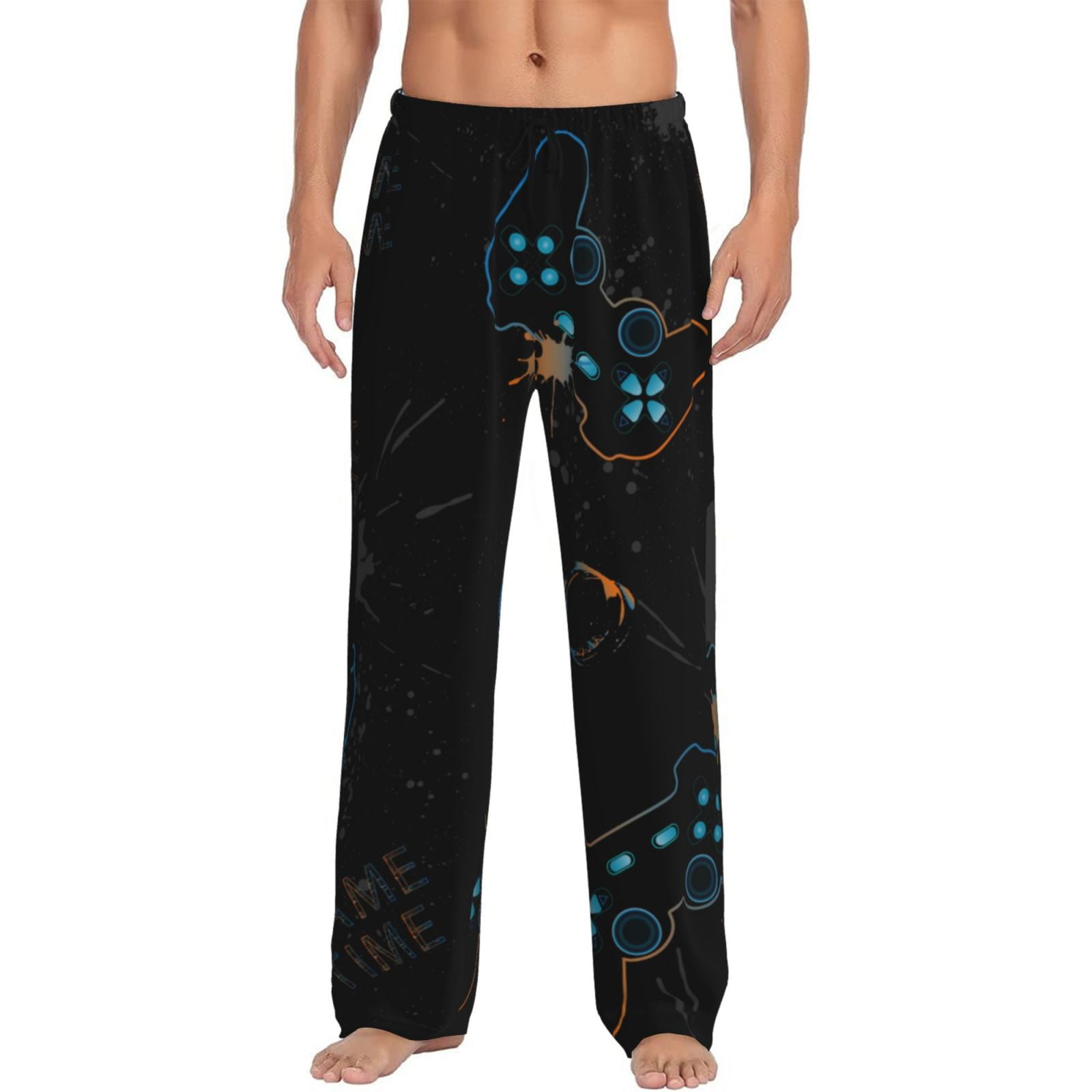 Uemuo Game Time Pattern Men's Wide Leg Palazzo Lounge Pants with ...