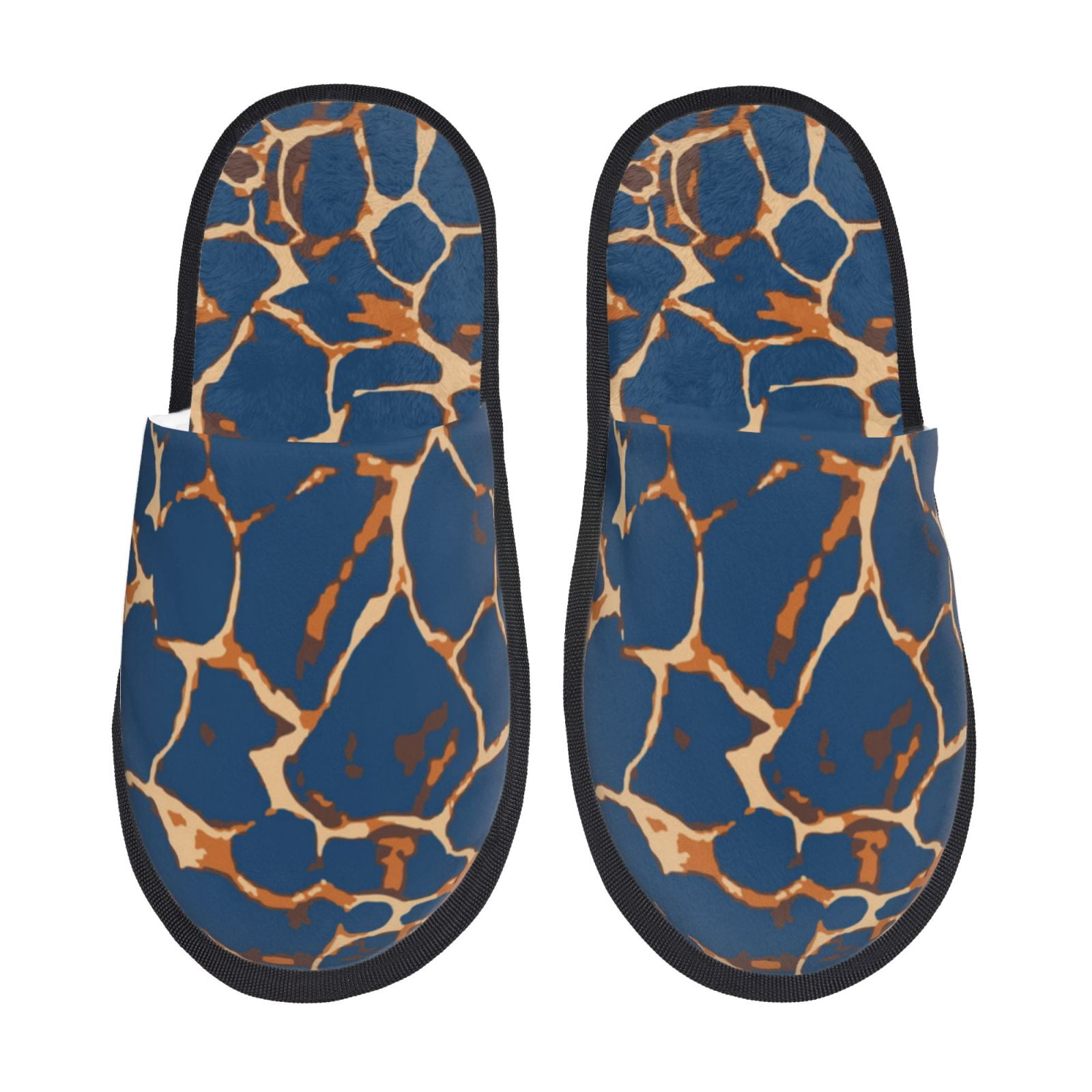 Uemuo Giraffe Skin Printe Plush Furry Slippers with EVA Sole for Men ...