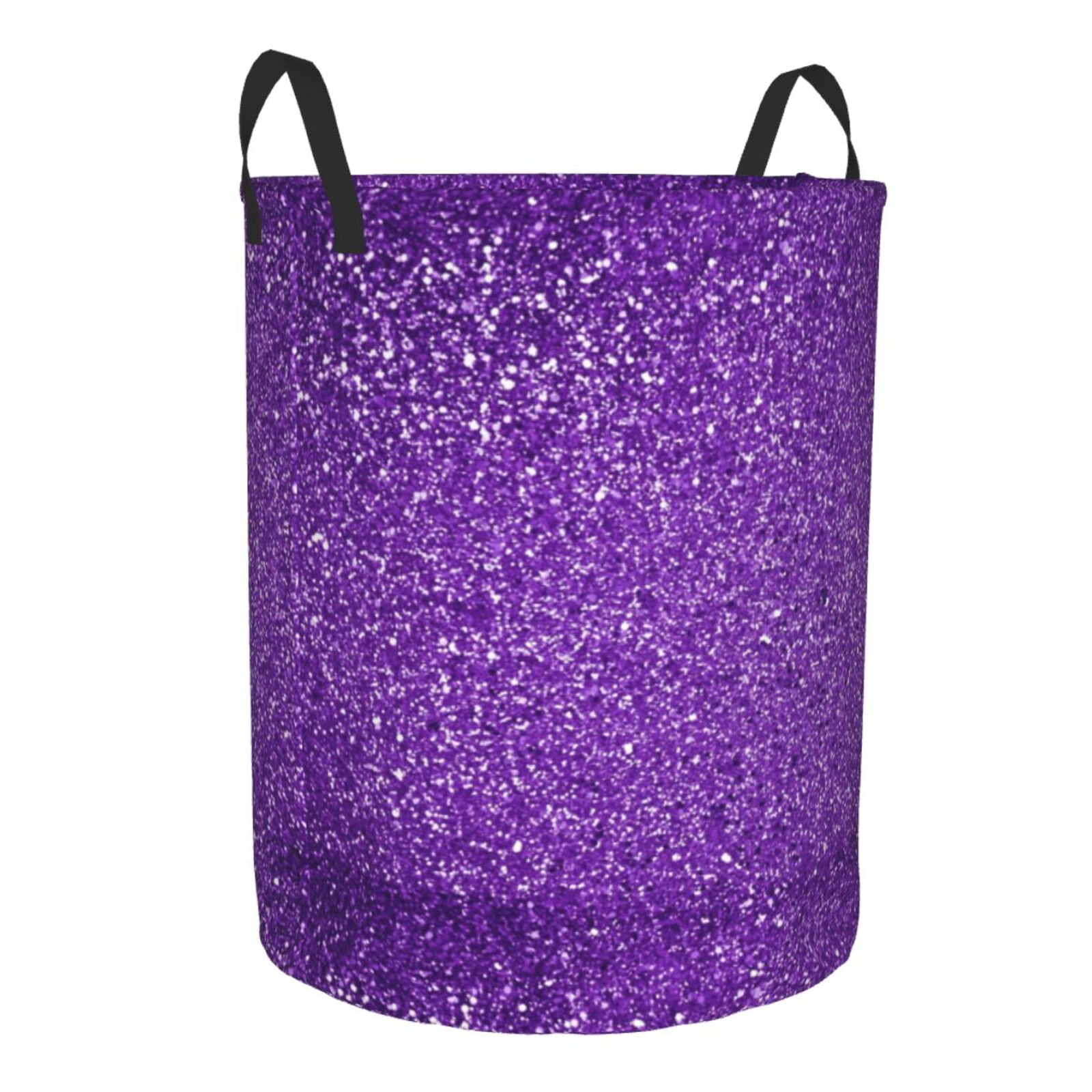 Uemuo Glitter Purple Pattern Circular Laundry Hamper Basket with ...