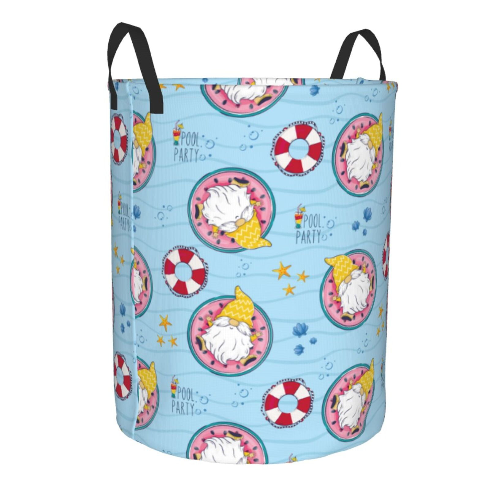 Uemuo Gnome Pool Party Pattern Circular Laundry Hamper Basket with ...