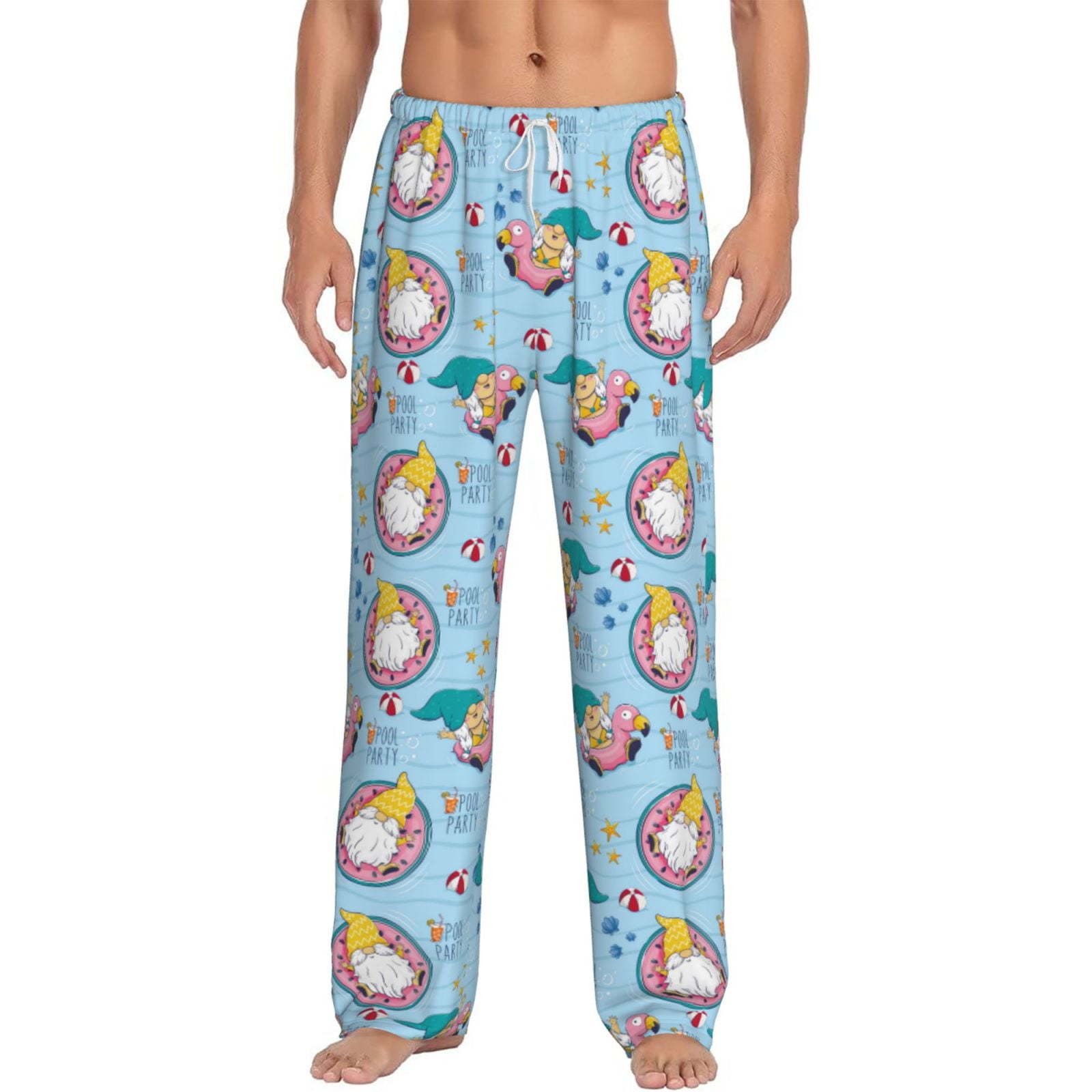 Uemuo Gnome Pool Party Pattern Men's Wide Leg Palazzo Lounge Pants with ...