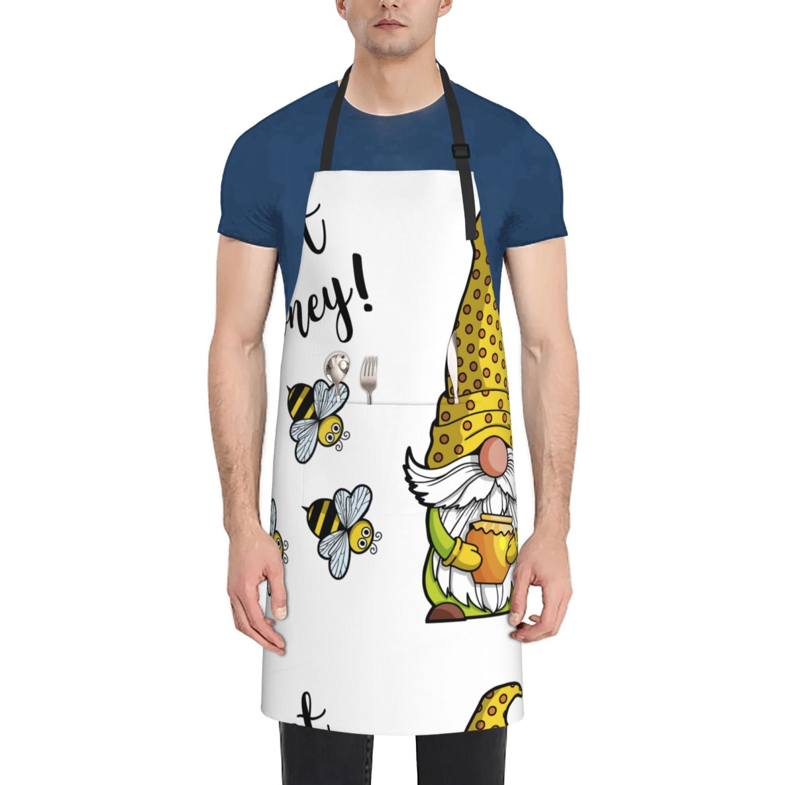 Uemuo Gnome Sweet Honey Pattern Waterproof Apron Adjustable Dishwasher ...