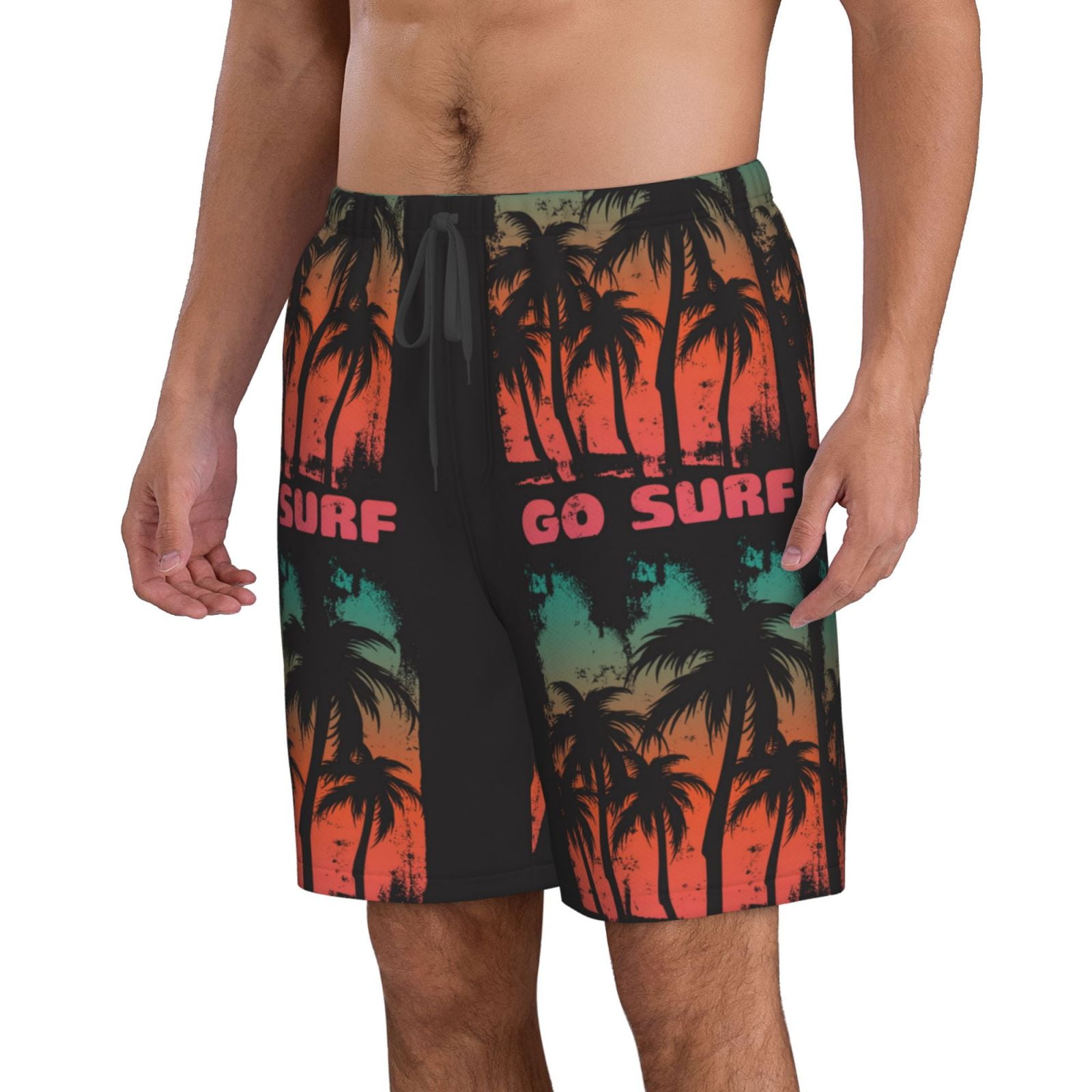 Uemuo Go Surfer Pattern Men's Swim Trunks Hawaiian Beach Bathing Suit ...