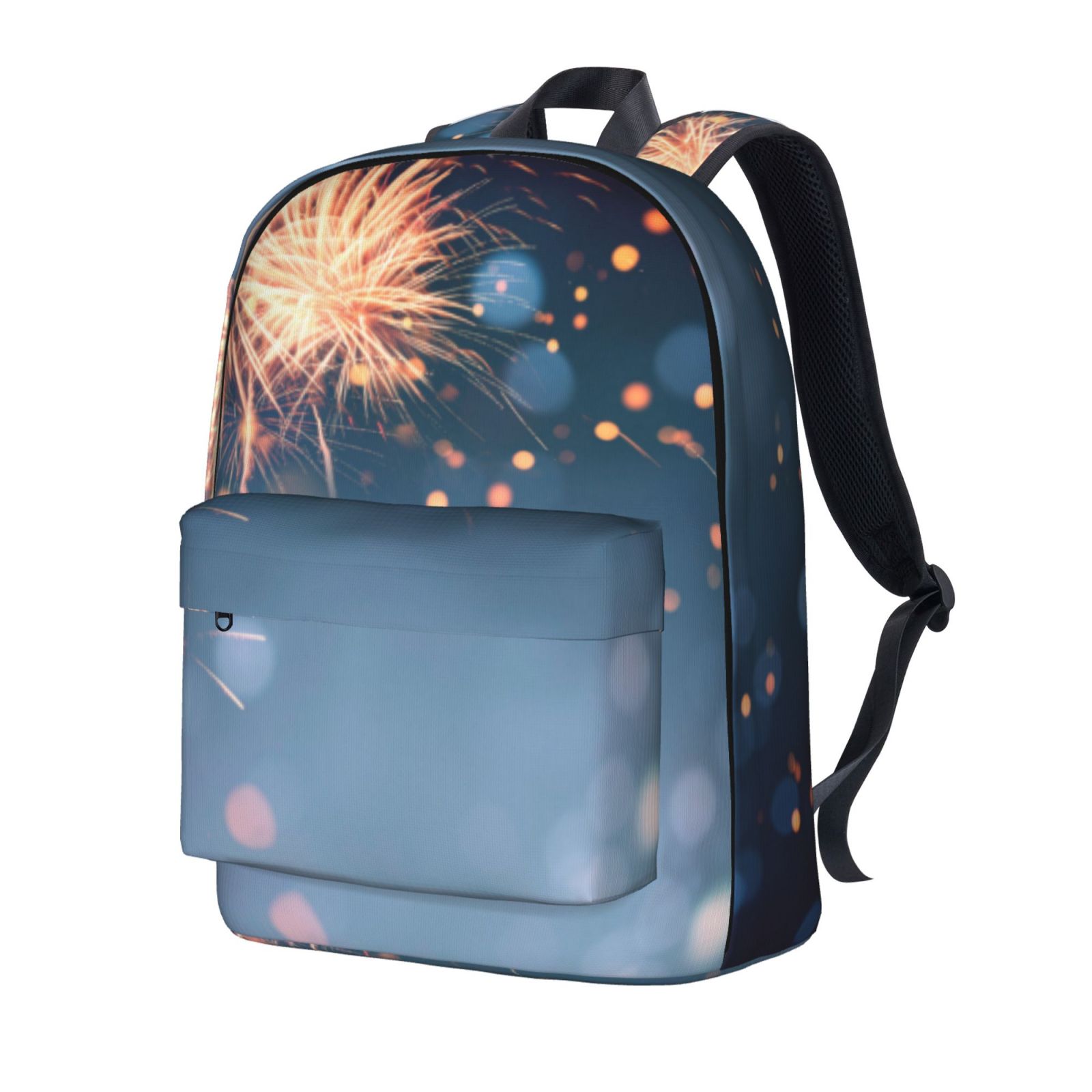 Uemuo Gold And Blue Fireworks Pattern Backpack for Work and Travel ...