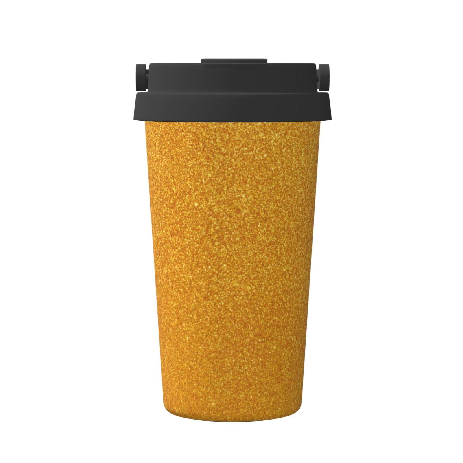 Uemuo Gold Glitter Print Carry Insulated Coffee Mug, Travel Mug with ...