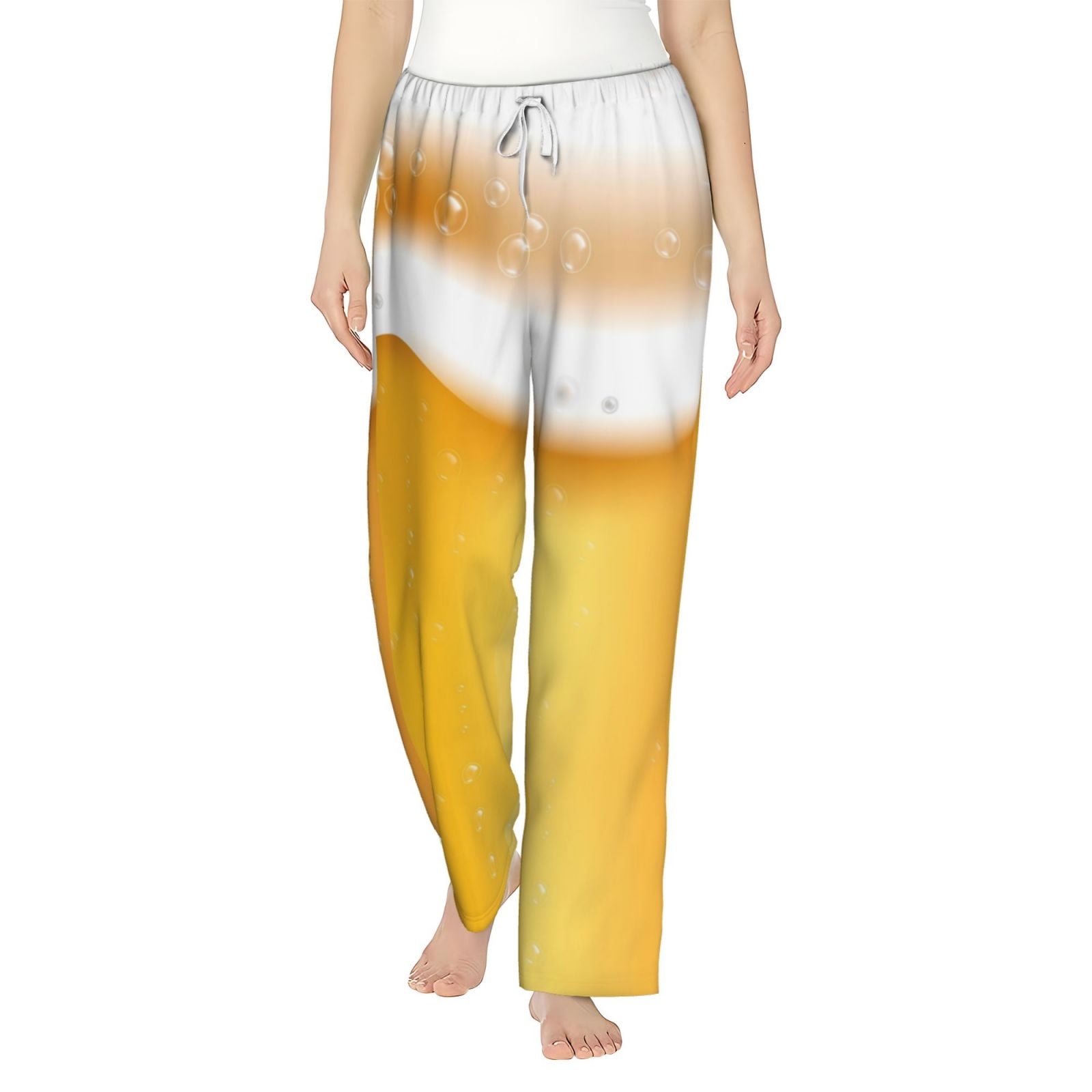 Uemuo Golden Beer Pattern Women's Wide Leg Palazzo Lounge Pants with ...