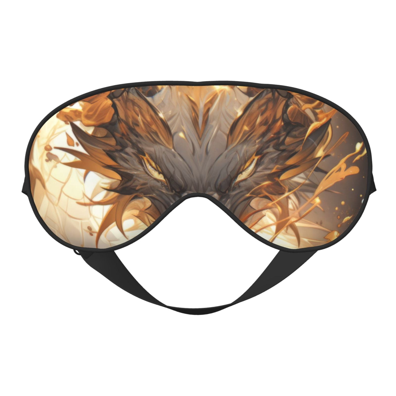 Uemuo Golden Horned White Dragon Pattern Sleep Eye Mask - Light ...
