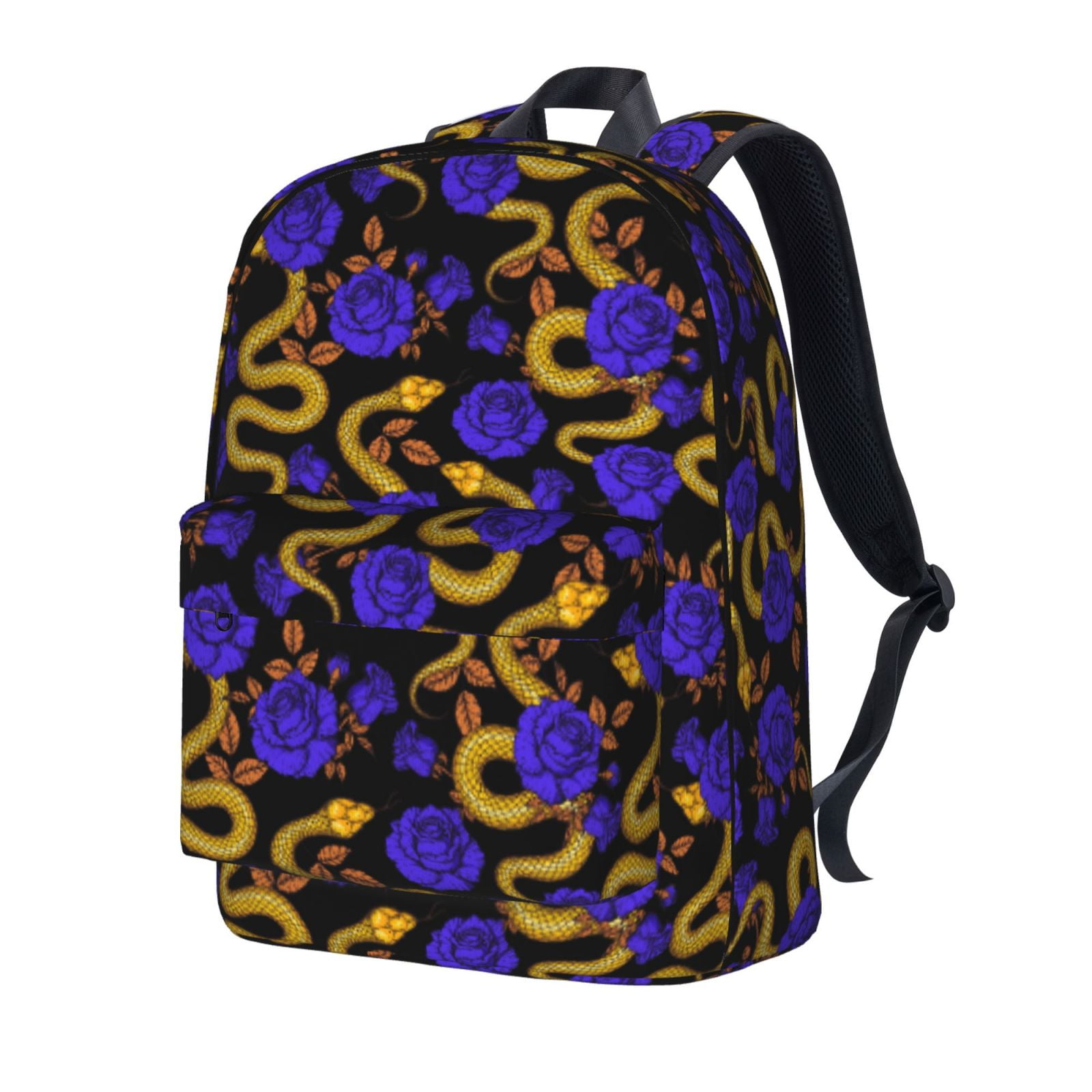 Uemuo Golden Snake And Purple Rose Pattern Backpack for Work and Travel ...