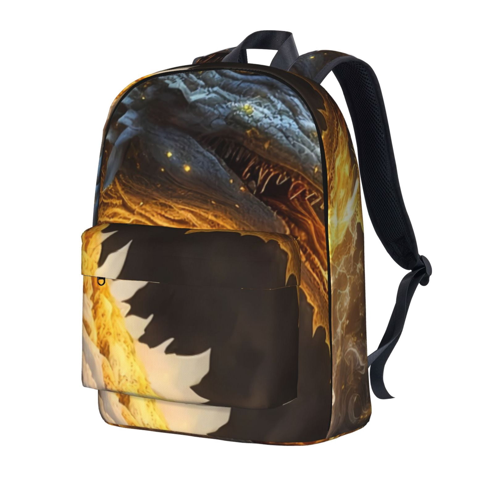 Uemuo Golden White Fire Dragon Pattern Backpack for Work and Travel ...