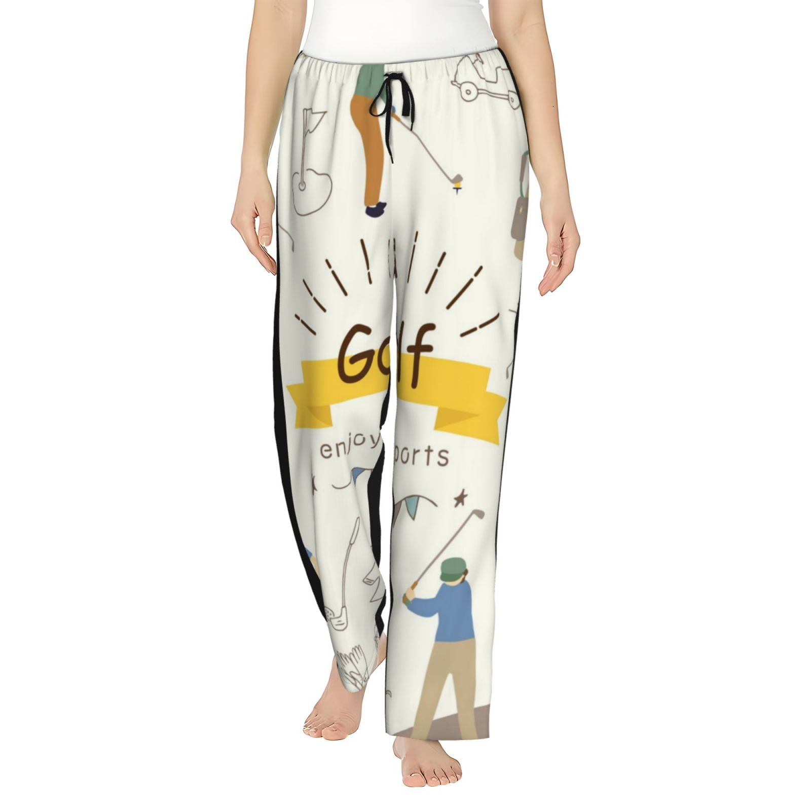 Uemuo Golf Icons And Golfer Pattern Women's Wide Leg Palazzo Lounge ...