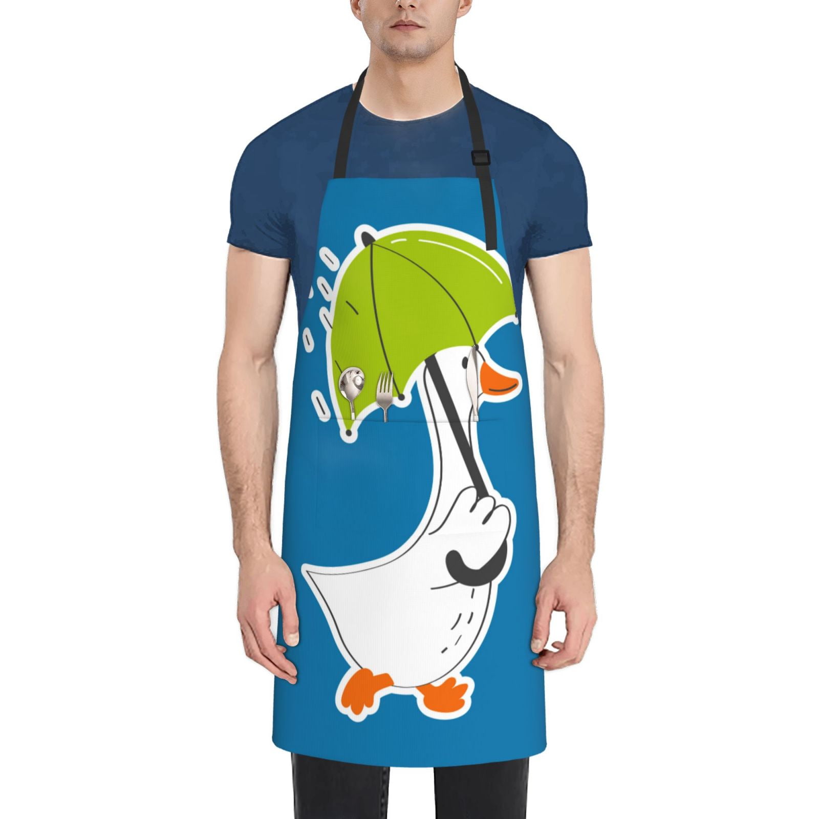 Uemuo Goose Holding an Umbrella Pattern Waterproof Apron Adjustable ...
