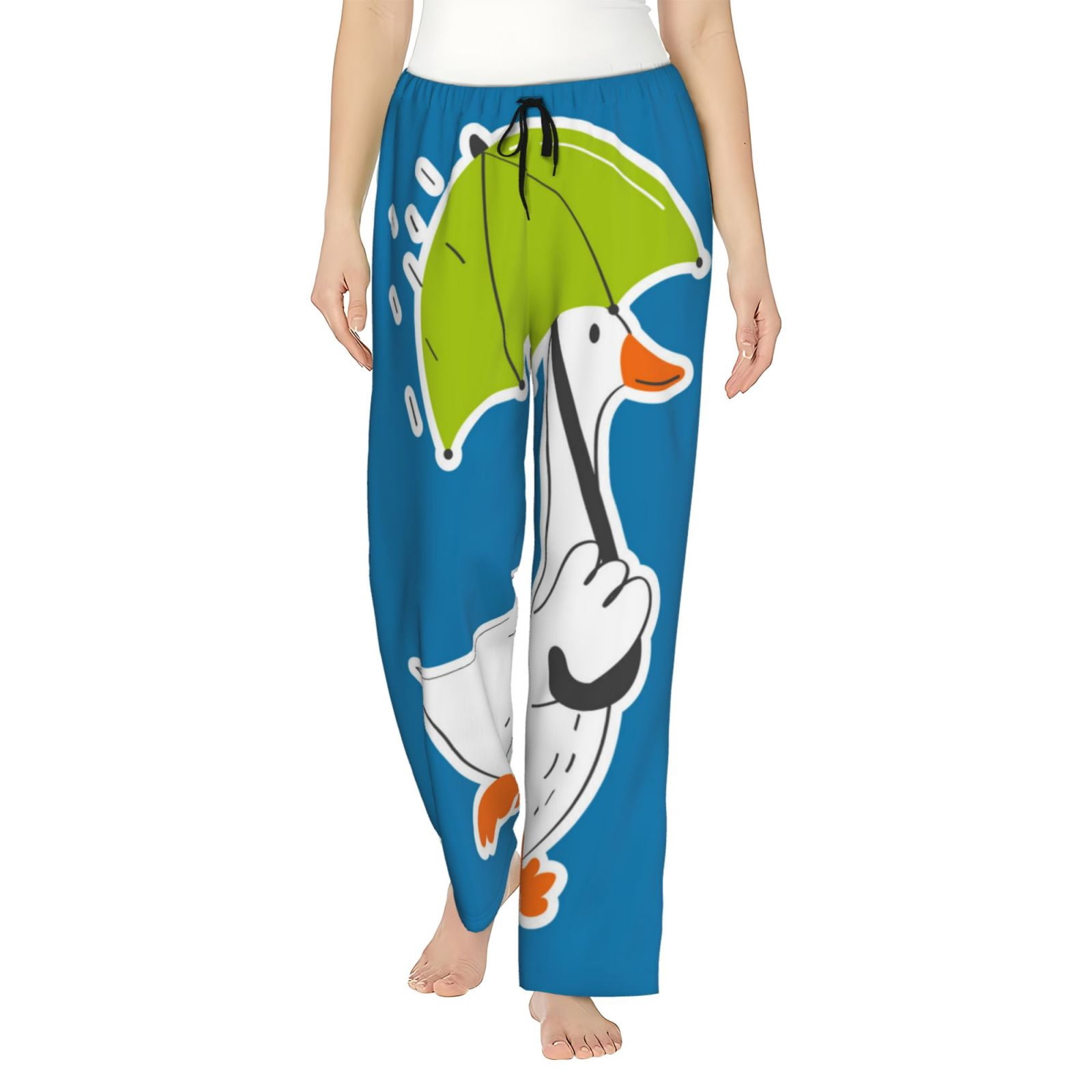Uemuo Goose Holding an Umbrella Pattern Women's Wide Leg Palazzo Lounge ...
