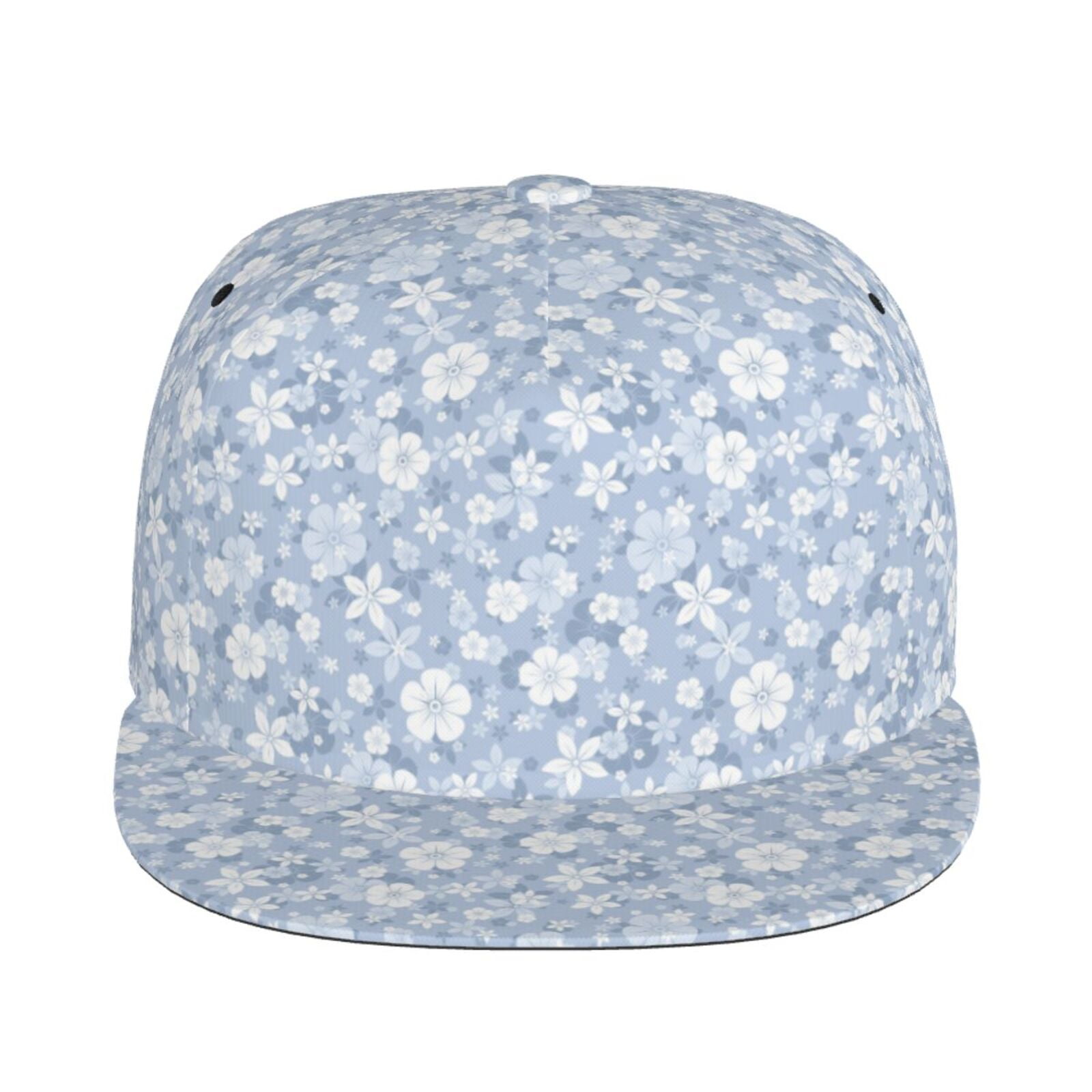 Uemuo Gray White Floral Pattern Women's Baseball Cap,Straight Brim Hat ...
