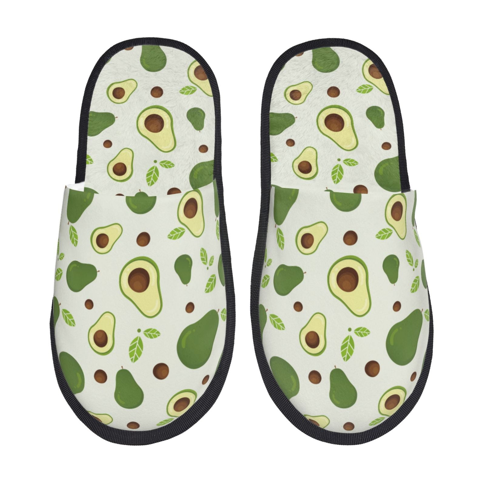 Uemuo Green Avocado Printe Plush Furry Slippers with EVA Sole for Men & Women, Cozy House ...