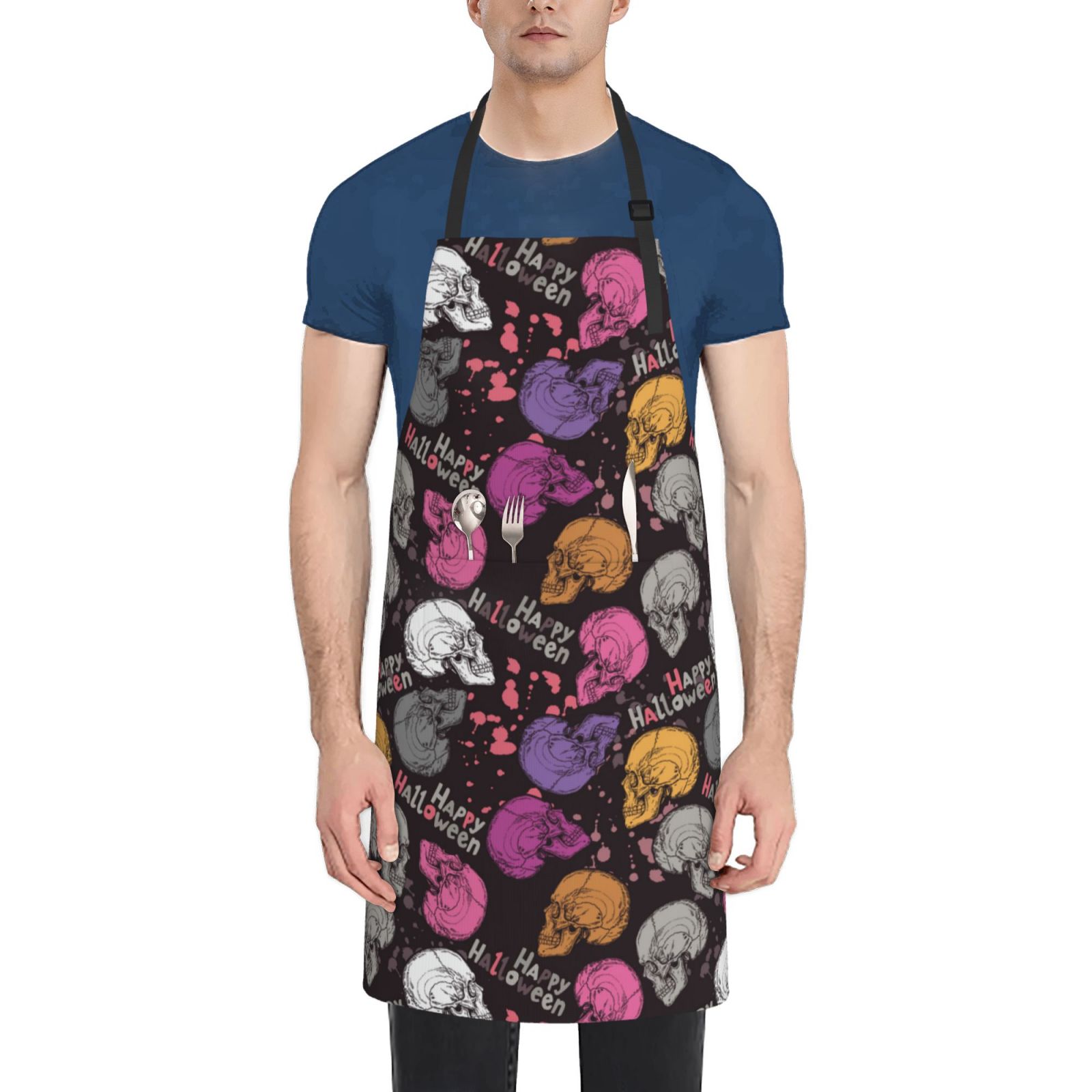 Uemuo Halloween Skeleton Pattern Waterproof Apron Adjustable Dishwasher ...