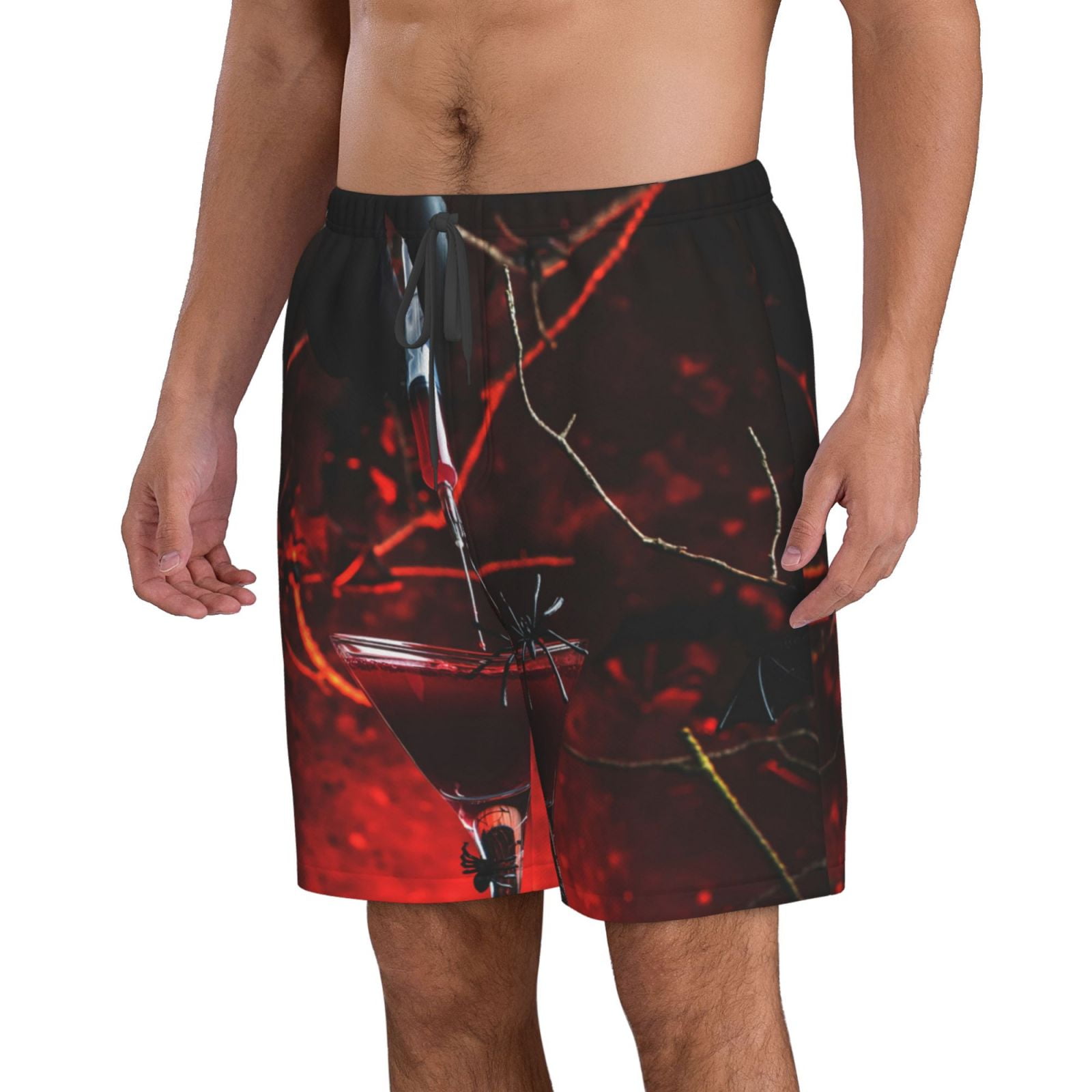 Uemuo Halloween Vampire Party Pattern Men's Swim Trunks Hawaiian Beach ...
