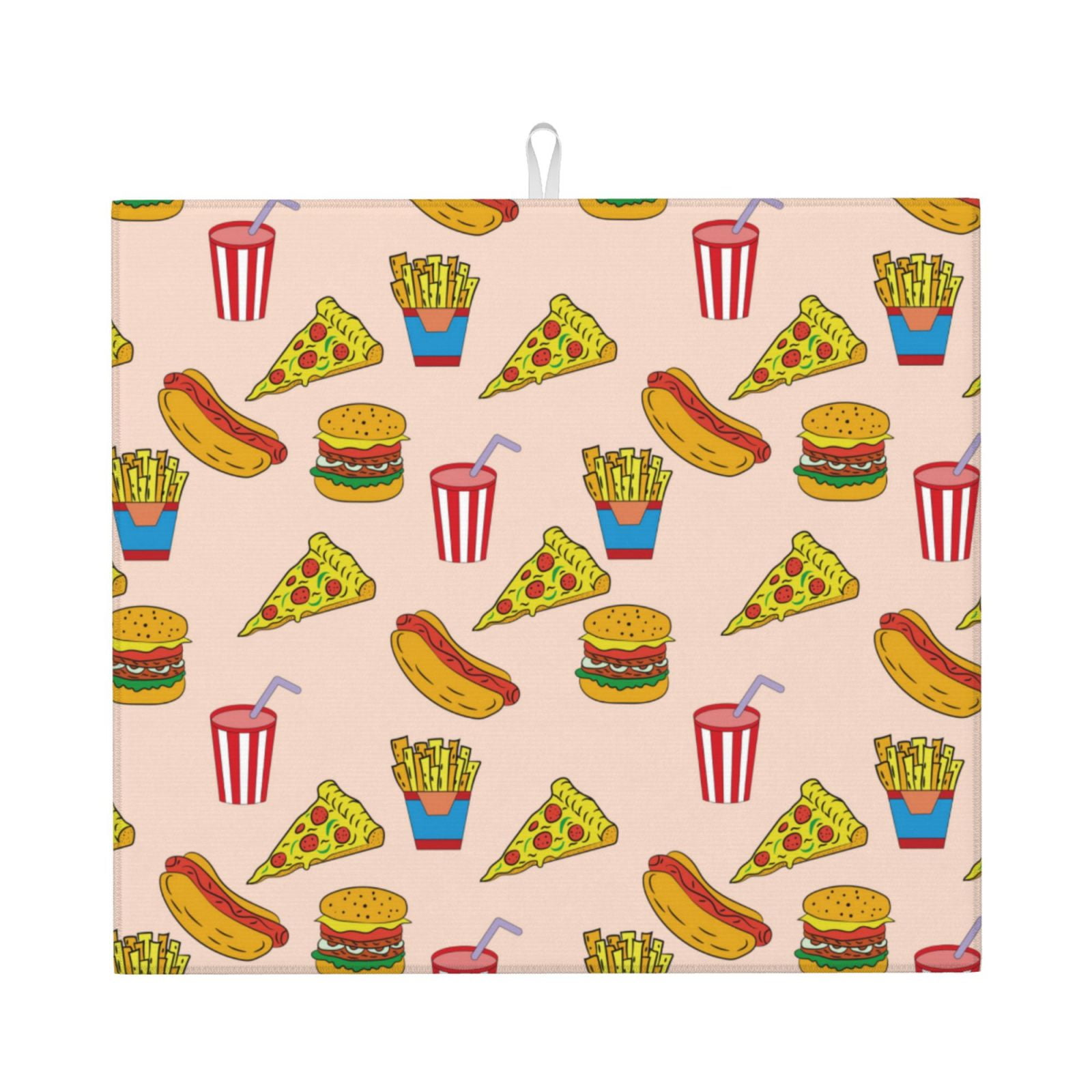 Uemuo Hamburger Pizza Coke Pattern Dish Drying Mat,16*18 inch Absorbent ...