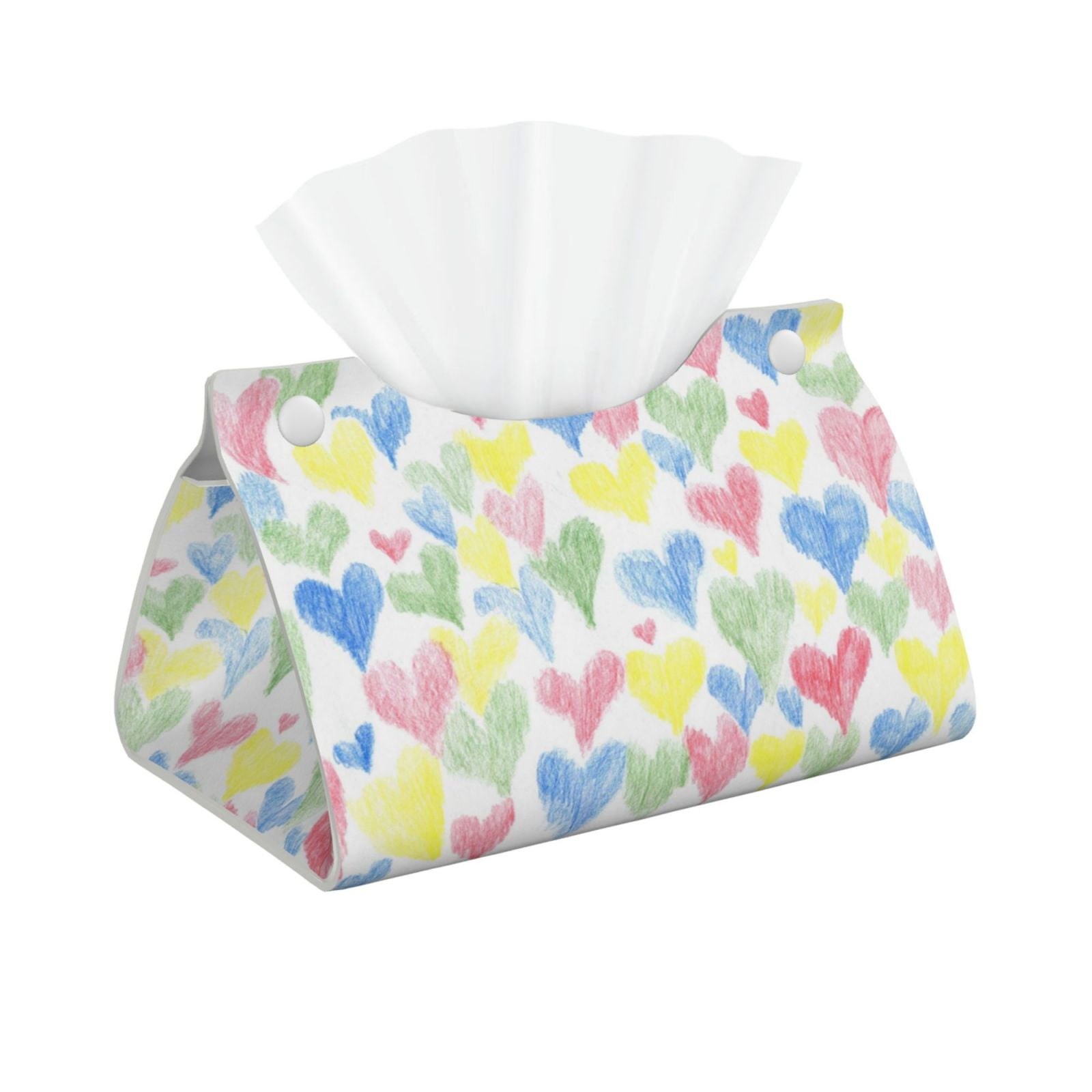 Uemuo Hand Drawn Colored Hearts Pattern Tissue Box Cover Holder ...