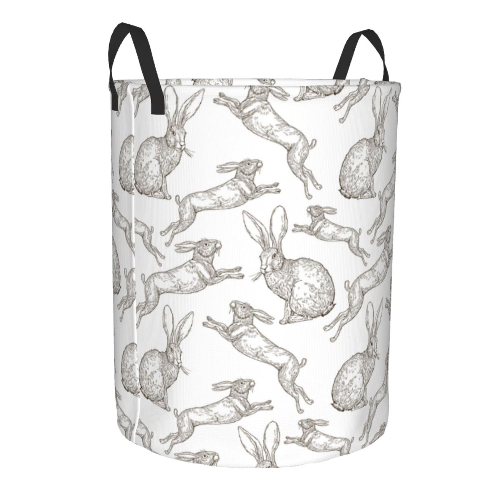 Uemuo Hand Drawn Rabbit Pattern Circular Laundry Hamper Basket with ...