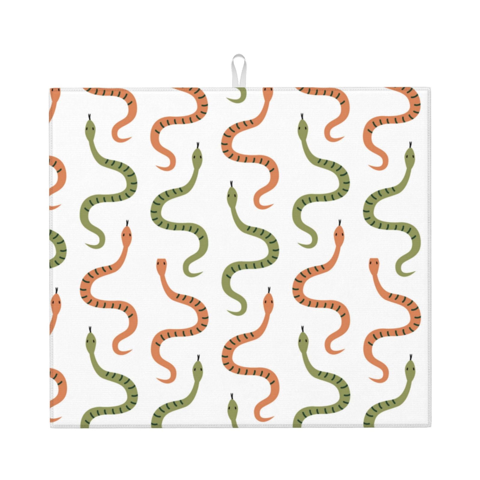Uemuo Hand Drawn Snake Pattern Dish Drying Mat,16*18 inch Absorbent ...