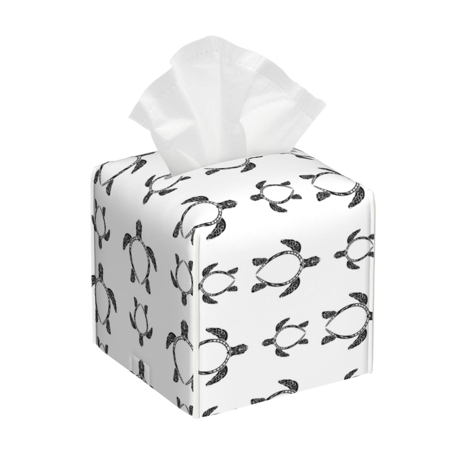 Uemuo Hand Drawn Turtle Tissue Box Cover Holder, Square with Bottom ...