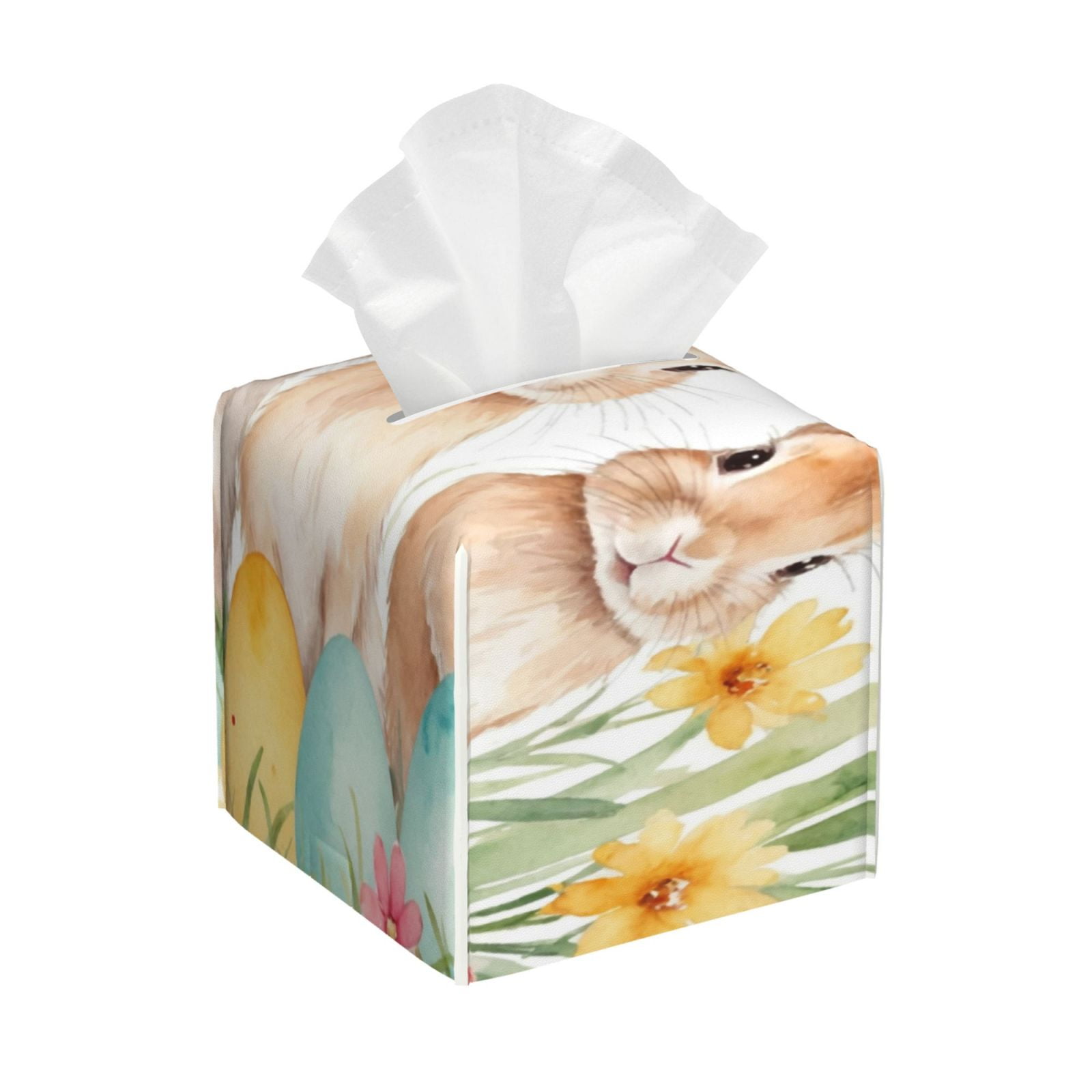 Uemuo Happy Easter Pattern Tissue Box Cover Holder, Square with Bottom ...