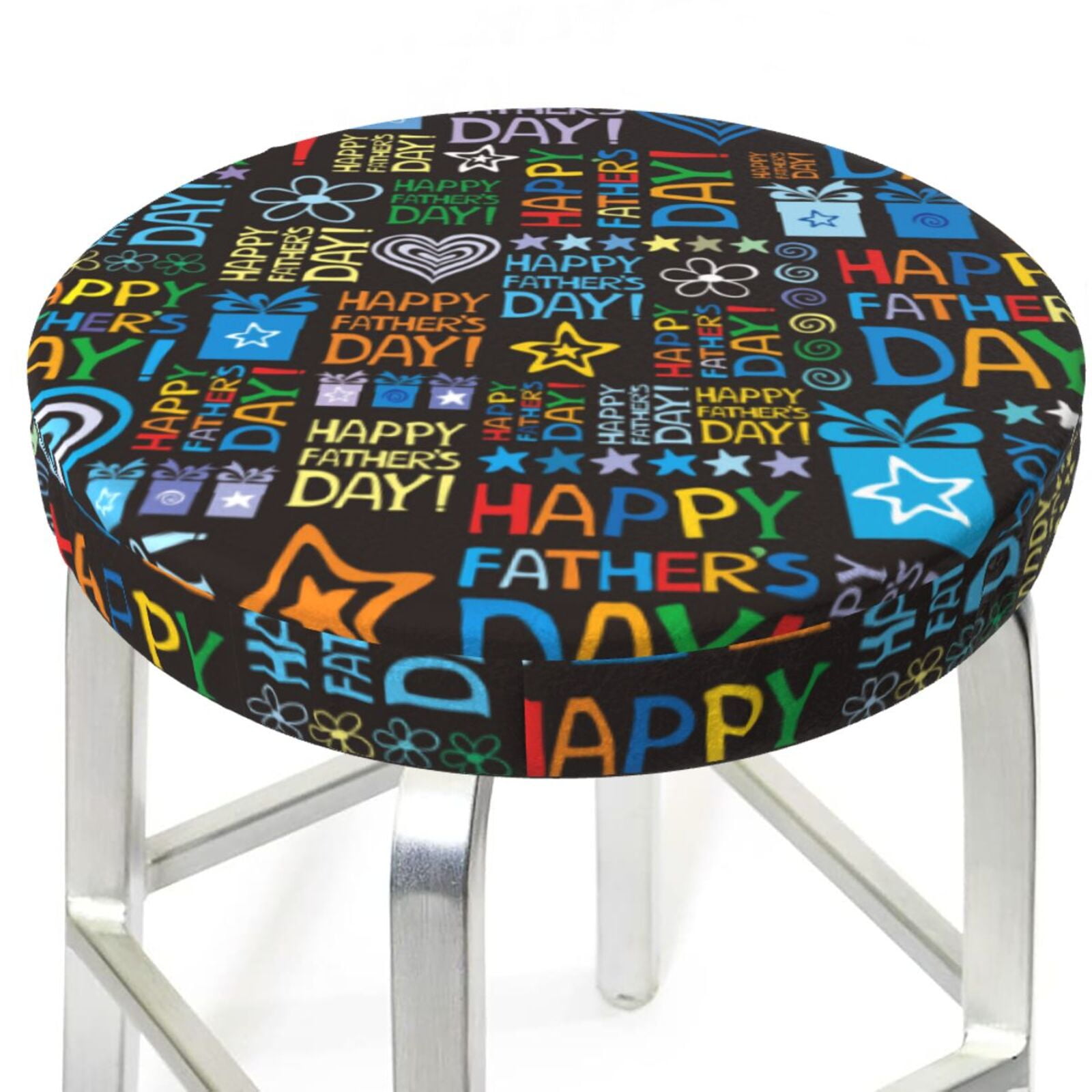 Uemuo Happy Father Day Pattern Round Bar Stool Seat Covers Washable ...