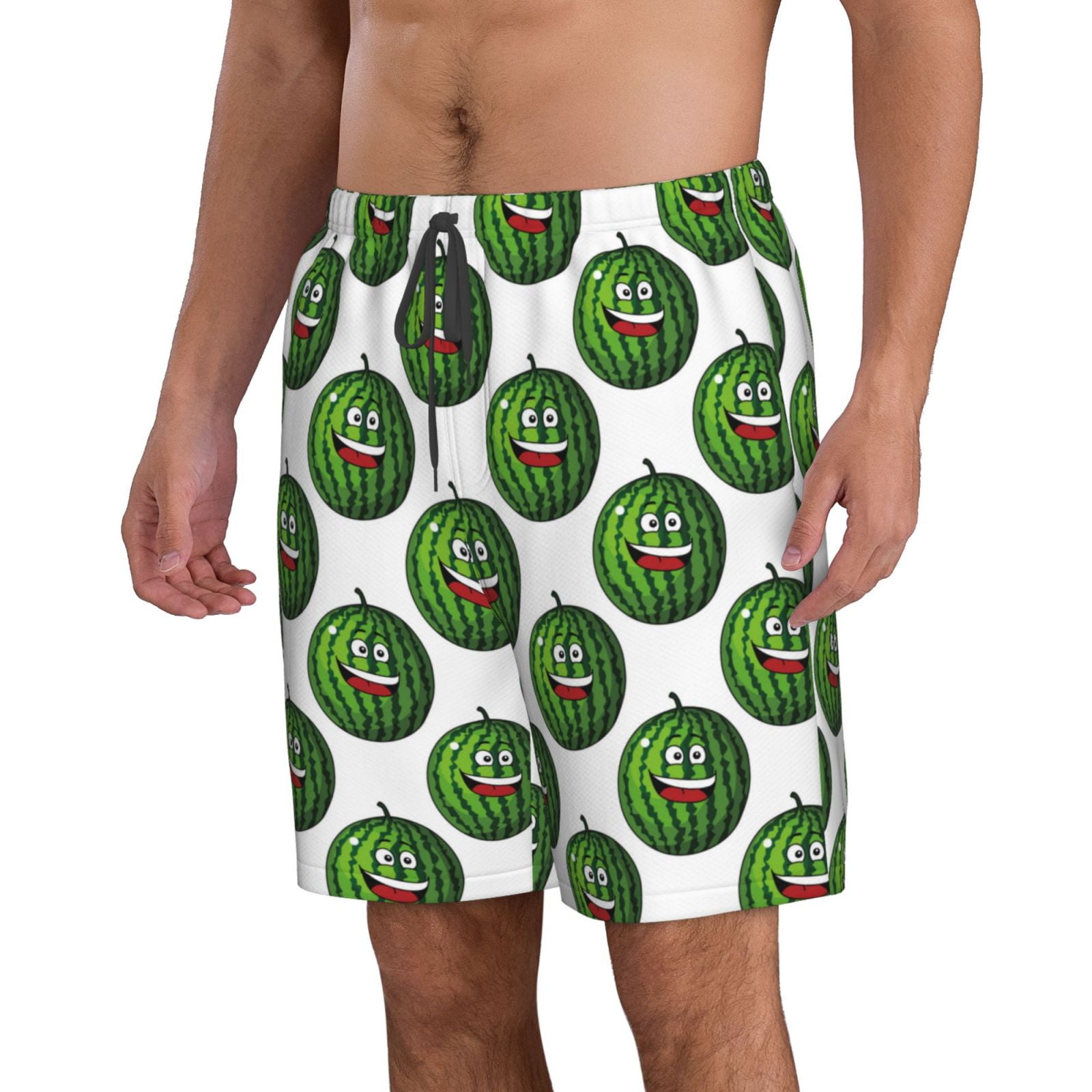 Uemuo Happy Watermelon Pattern Men's Swim Trunks Hawaiian Beach Bathing ...