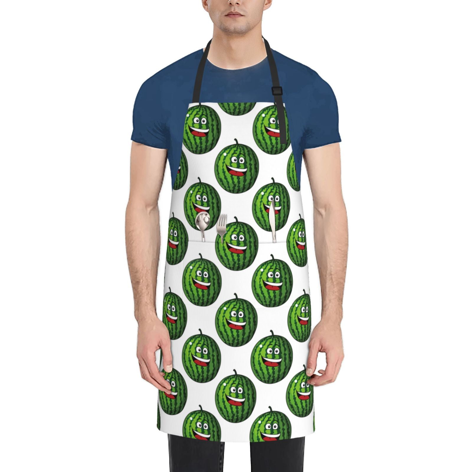 Uemuo Happy Watermelon Pattern Waterproof Apron Adjustable Dishwasher ...