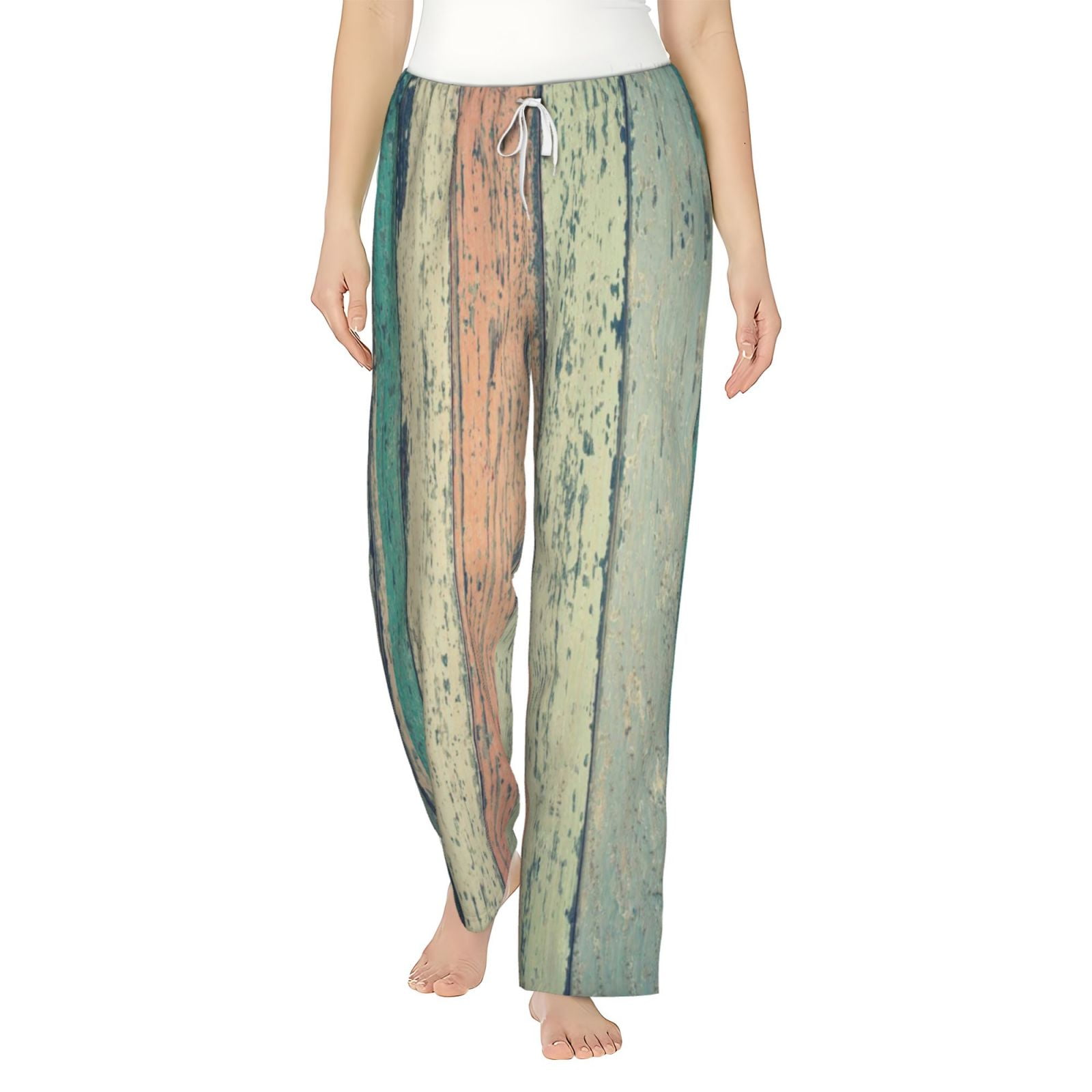 Uemuo Hardwood Pattern Women's Wide Leg Palazzo Lounge Pants with ...