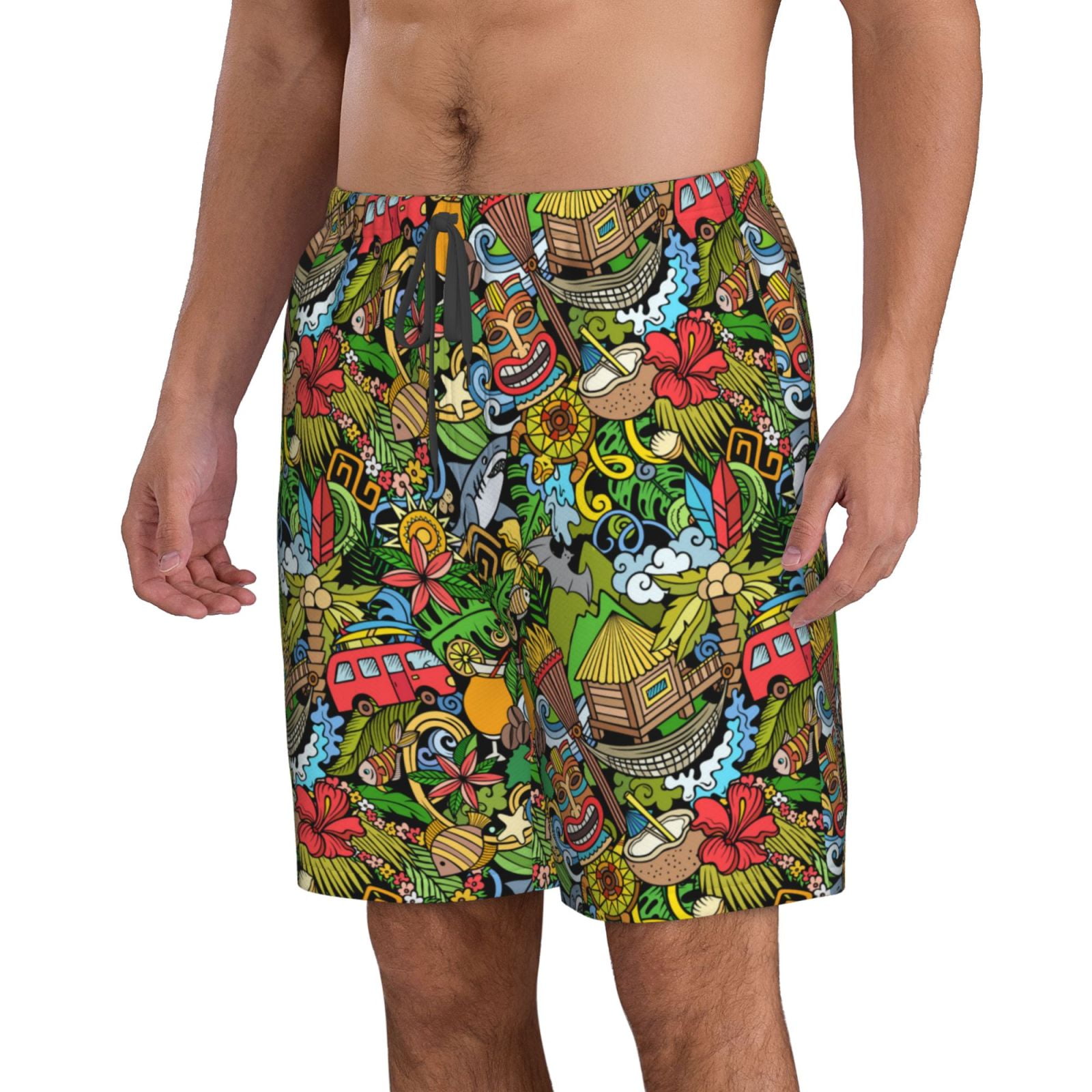 Uemuo Hawaiian Culture Symbols 1 Pattern Men's Swim Trunks Hawaiian ...