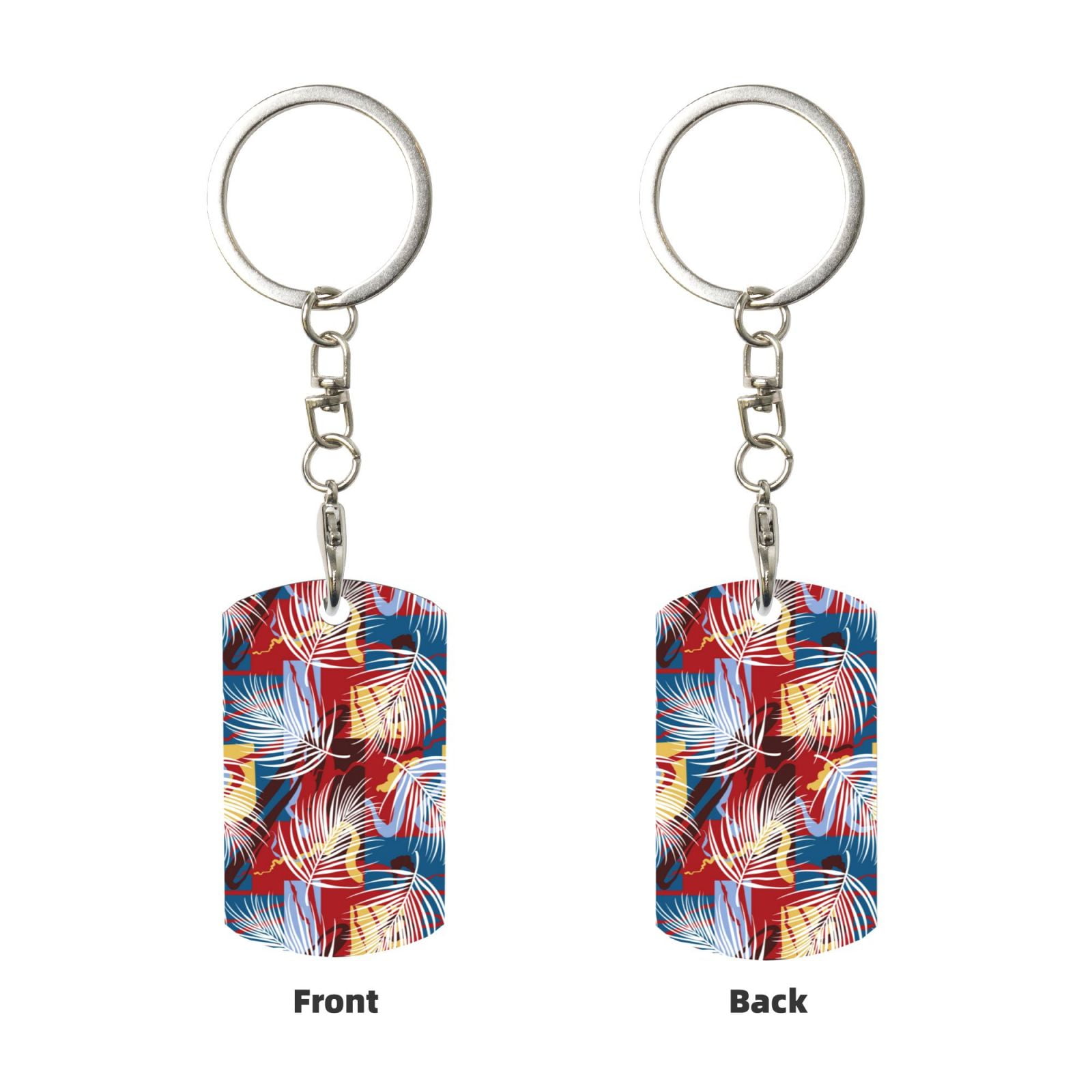 Uemuo Hawaiian Style Pattern Rectangular Metal Keychain - Durable ...