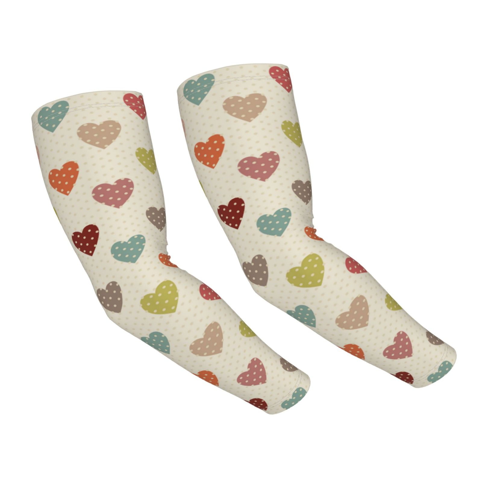 Uemuo Heart Polka Dot Printed Arm Sleeves, Cooling UV Sun Protection ...