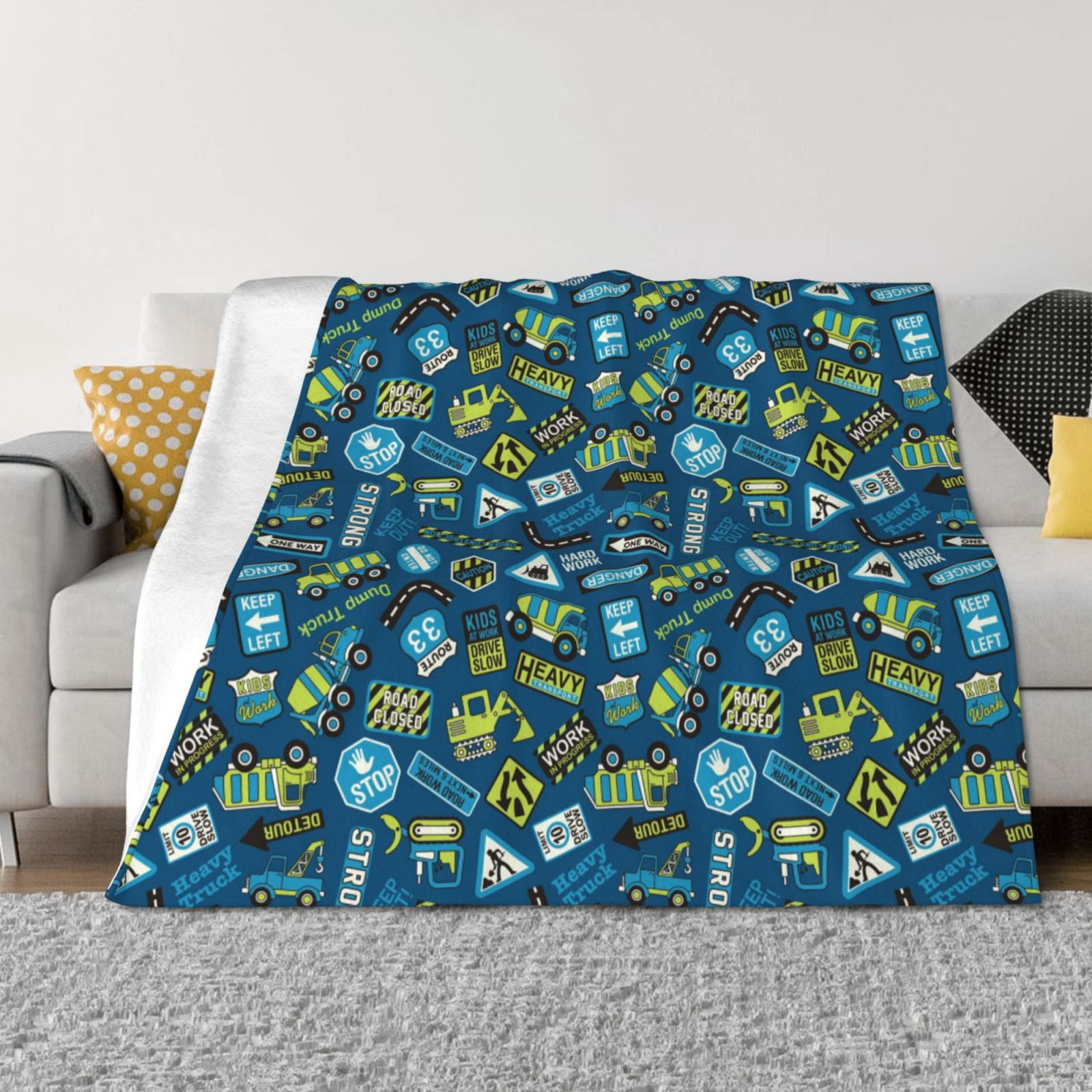 Uemuo Heavy Equipment Machinery Printed Throw Blanket for Couch, Fluffy ...