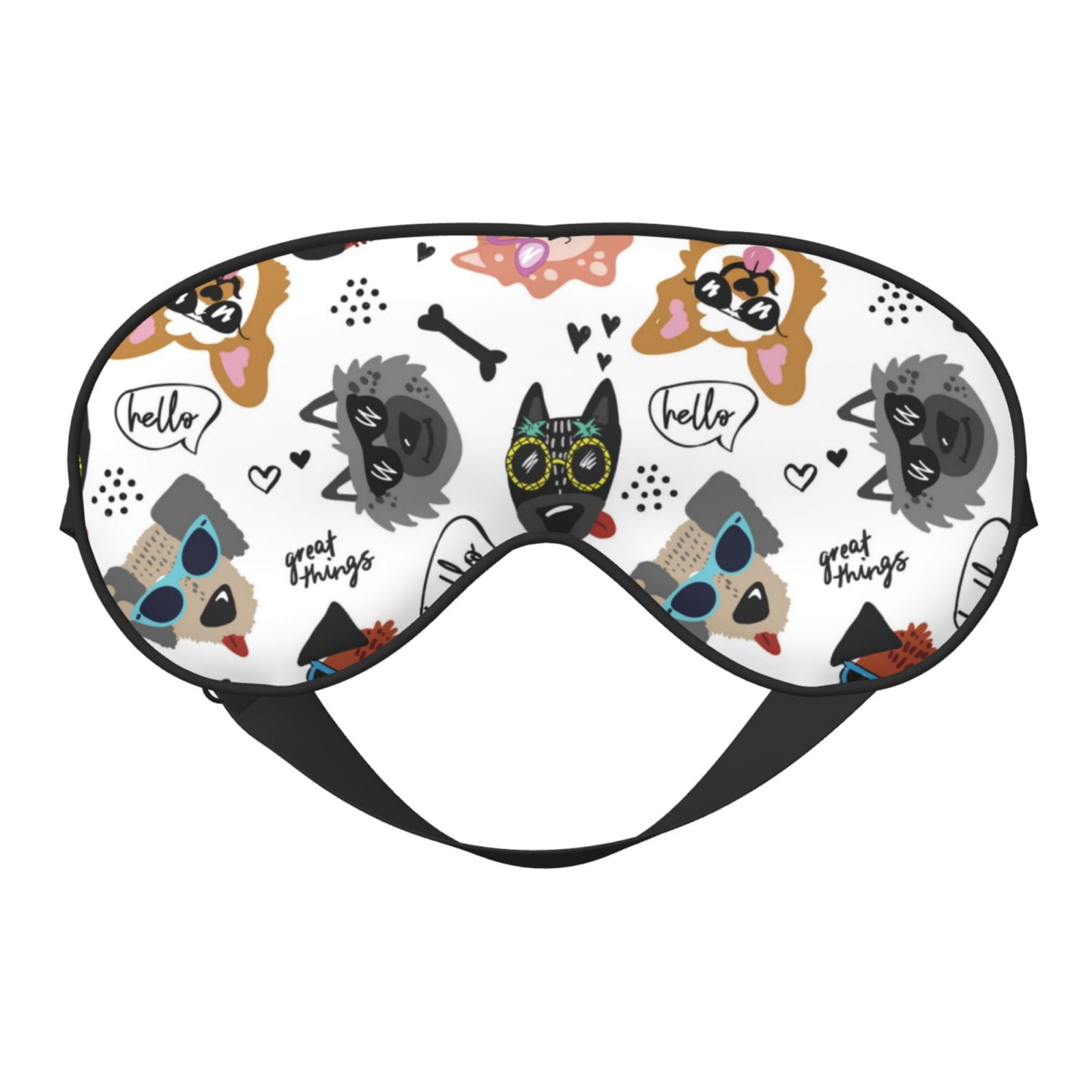 Uemuo Hip Hop Dog Pattern Sleep Eye Mask - Light Blocking Sleep Mask ...