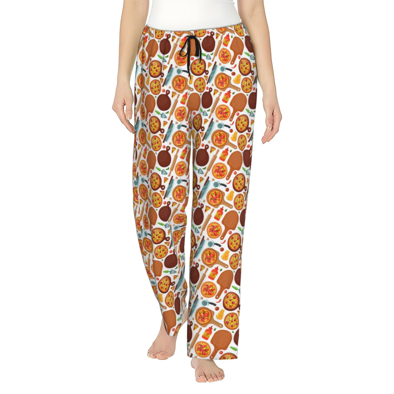 Uemuo Hot Fresh Pizza Pattern Women's Wide Leg Palazzo Lounge Pants ...