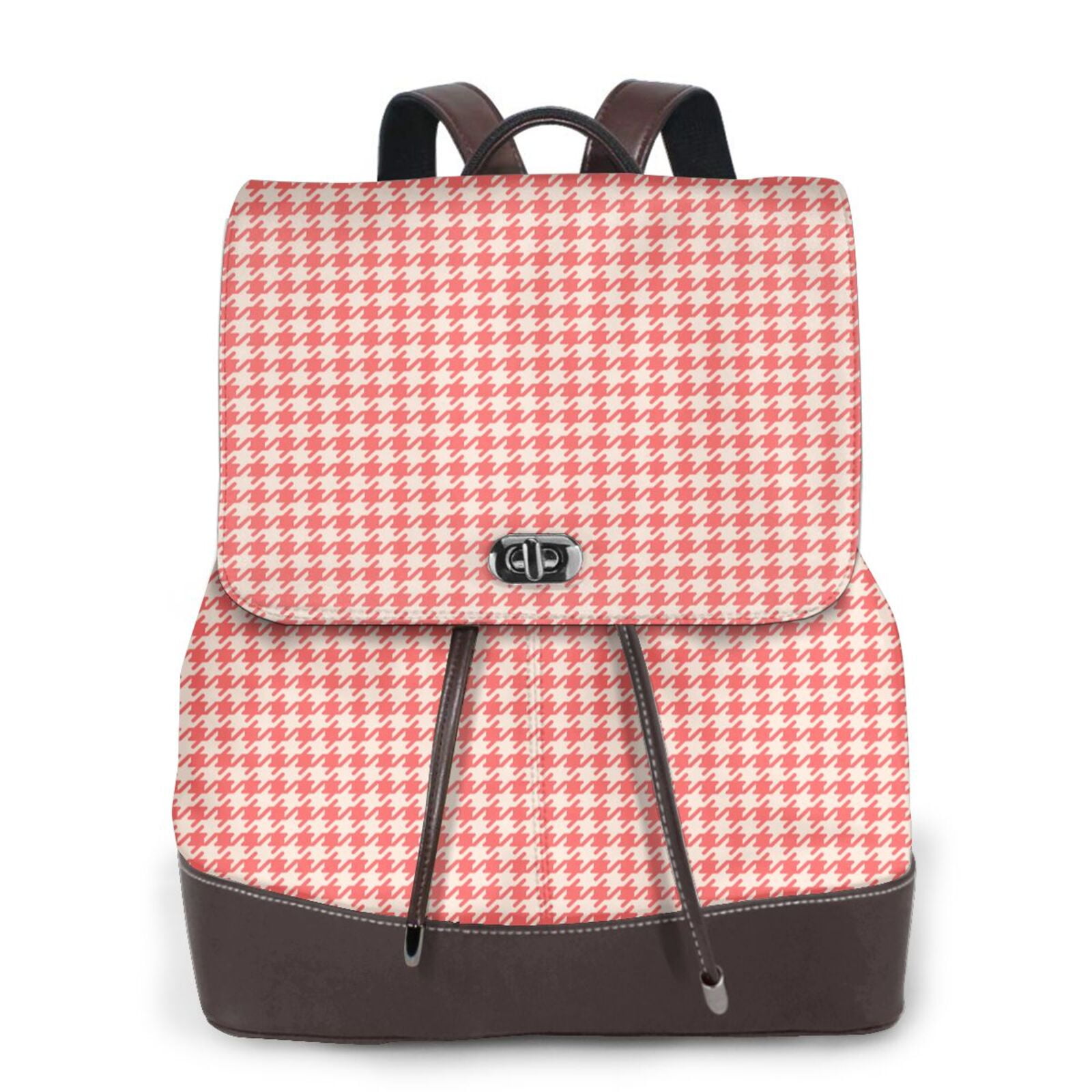 Uemuo Houndstooth With Red And White for Backpack Purse for Women Large ...
