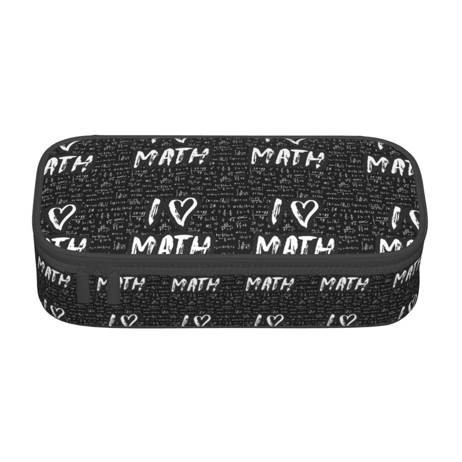 Uemuo I love Math Printed Large Pencil Case, Big Capacity Pencil Pouch ...