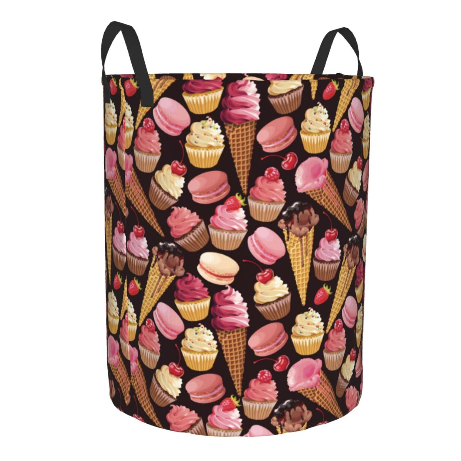 Uemuo Ice Cream Cake Pattern Circular Laundry Hamper Basket with ...