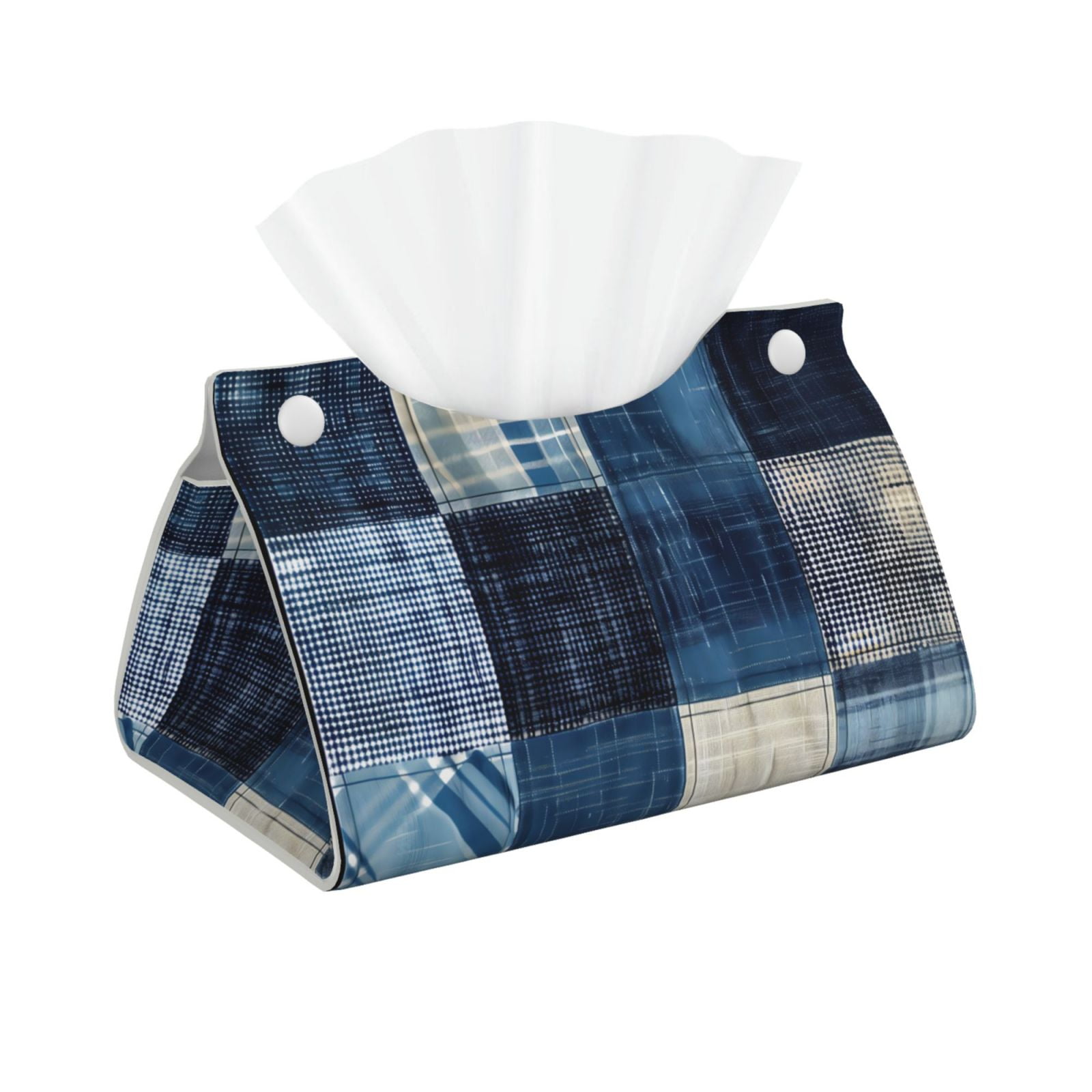 Uemuo Indigo Patchwork Quilt Pattern Tissue Box Cover Holder, Triangle ...
