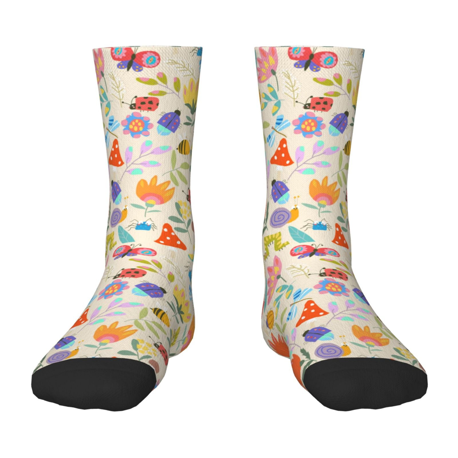 Uemuo Insects In Plants Printed Kids Boys Socks Seamless Crew Socks ...