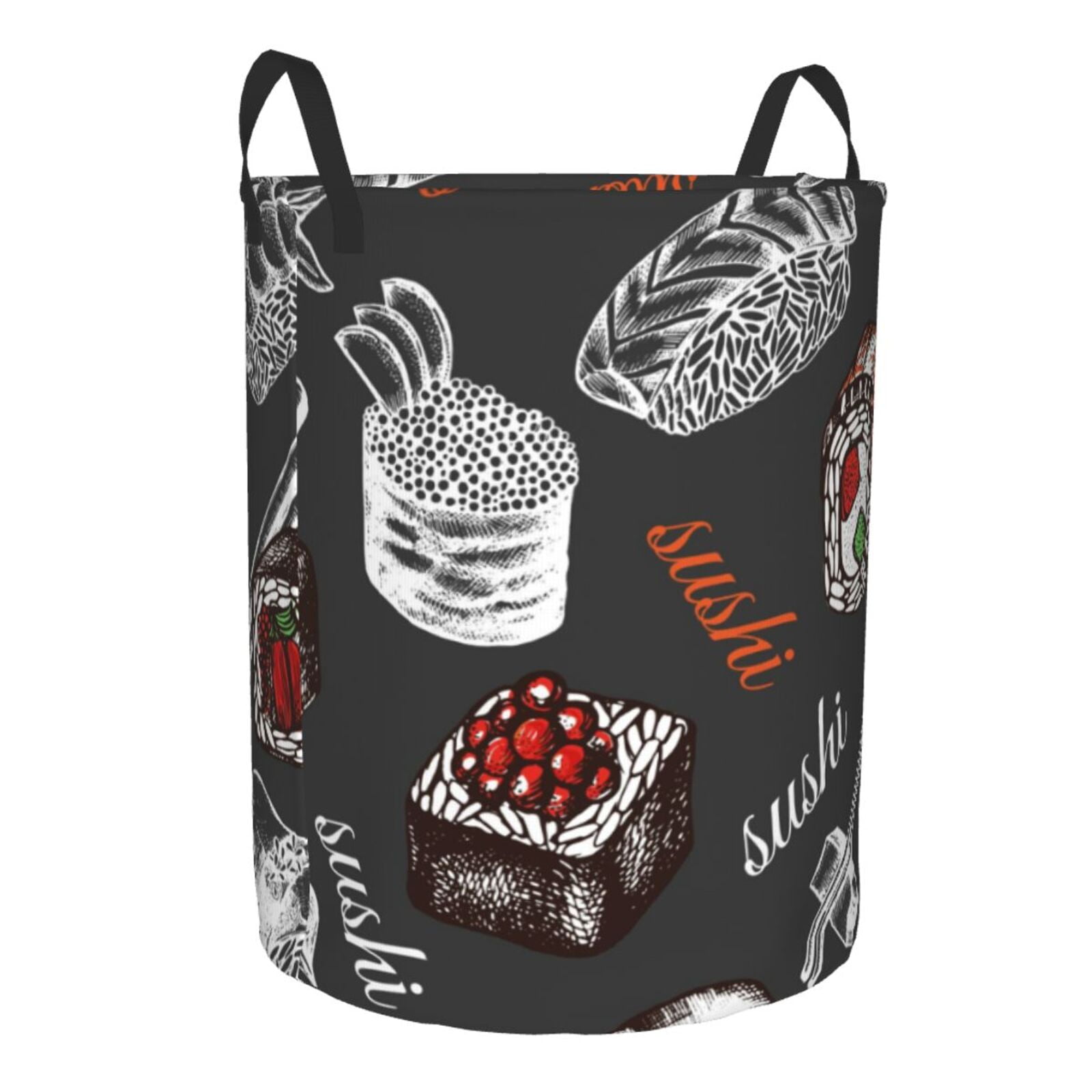 Uemuo Japanese Sushi Hashi Pattern Circular Laundry Hamper Basket with ...