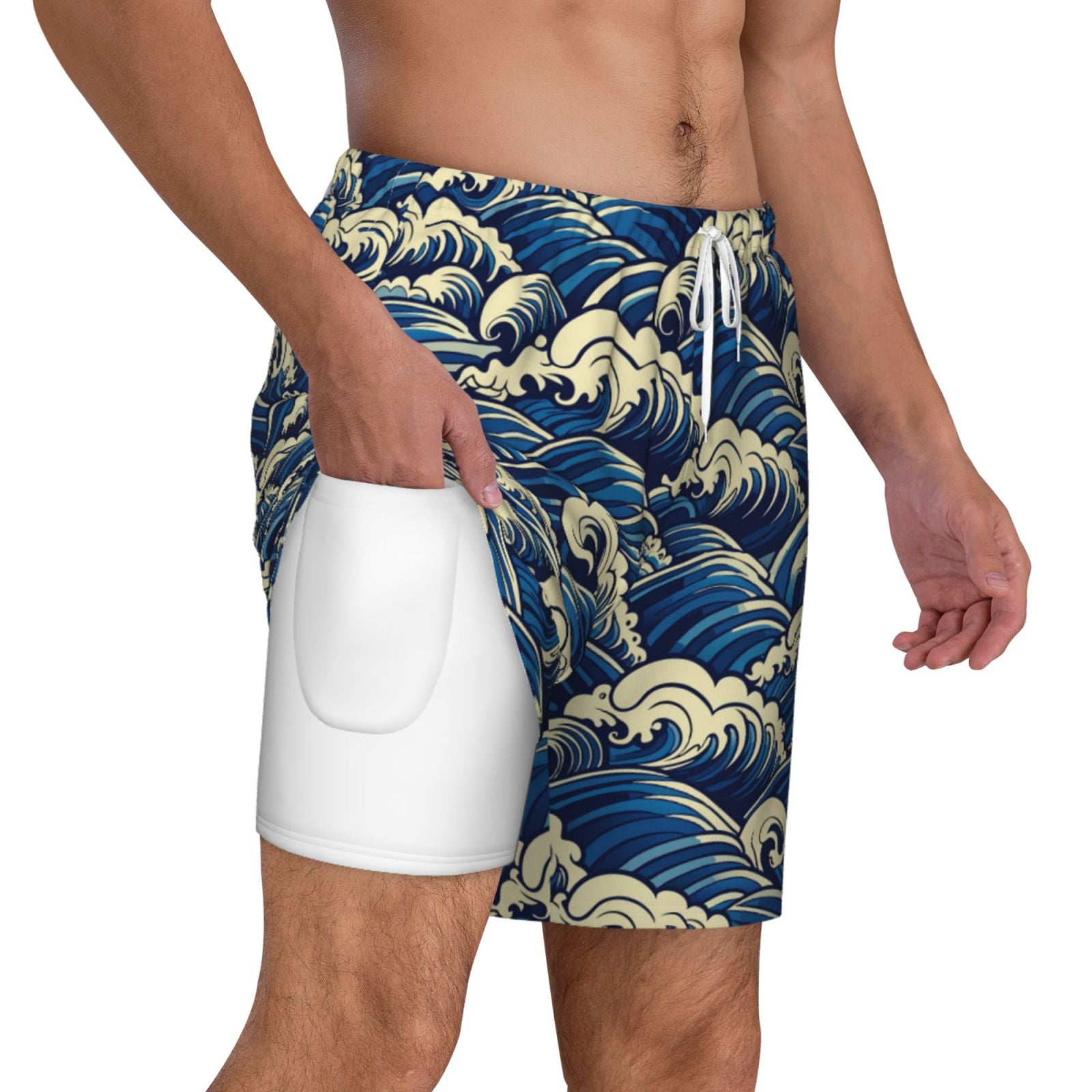 Uemuo Japanese Water Wave Pattern Mens Swim Trunks Quick Dry Board ...