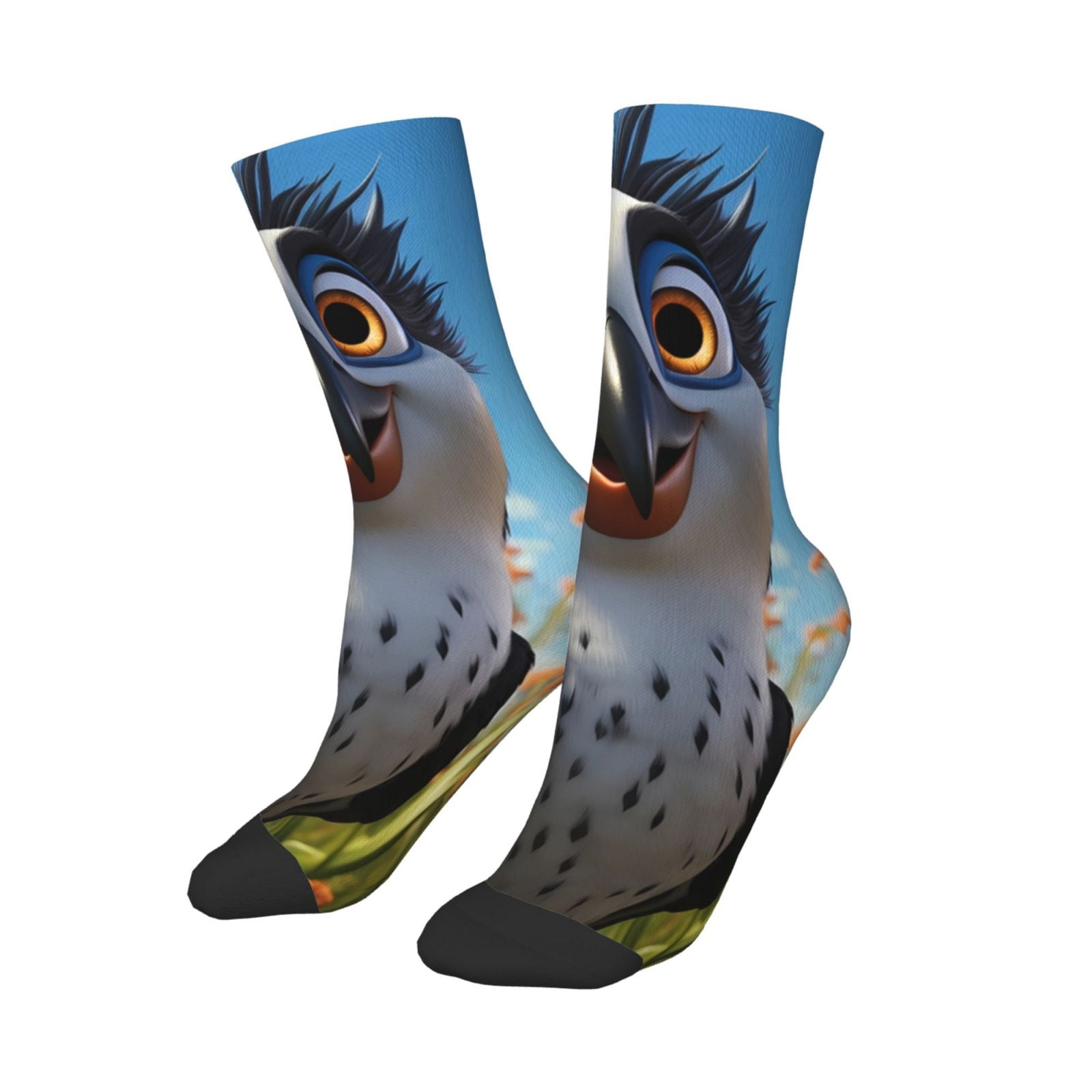 Uemuo Joyful Animated Bird Printed Kids Boys Socks Seamless Crew Socks ...
