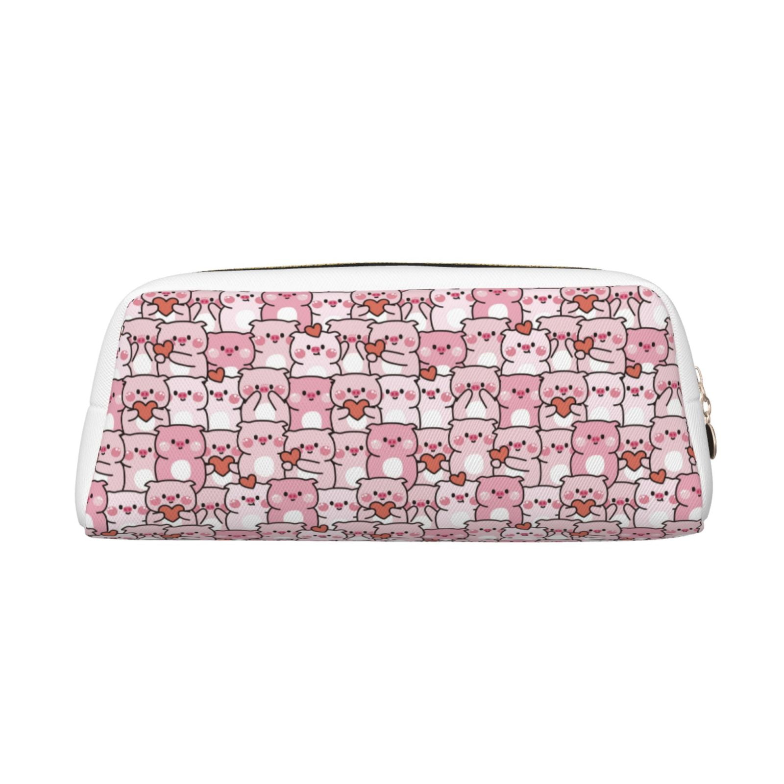 Uemuo Kawaii Pig Printed Leather Pencil Case, Pencil Pouch, Portable ...