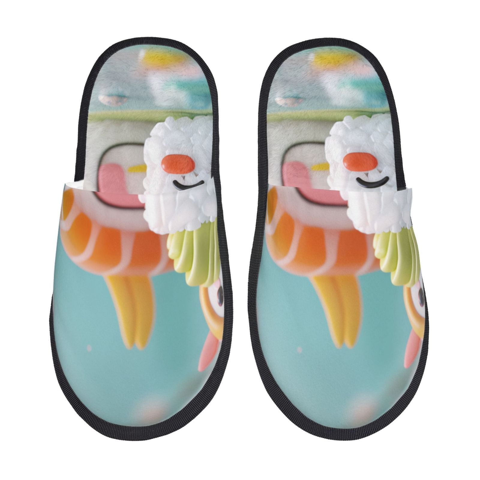 Uemuo Kawaii Sushi Characters Delight Printe Plush Furry Slippers with ...