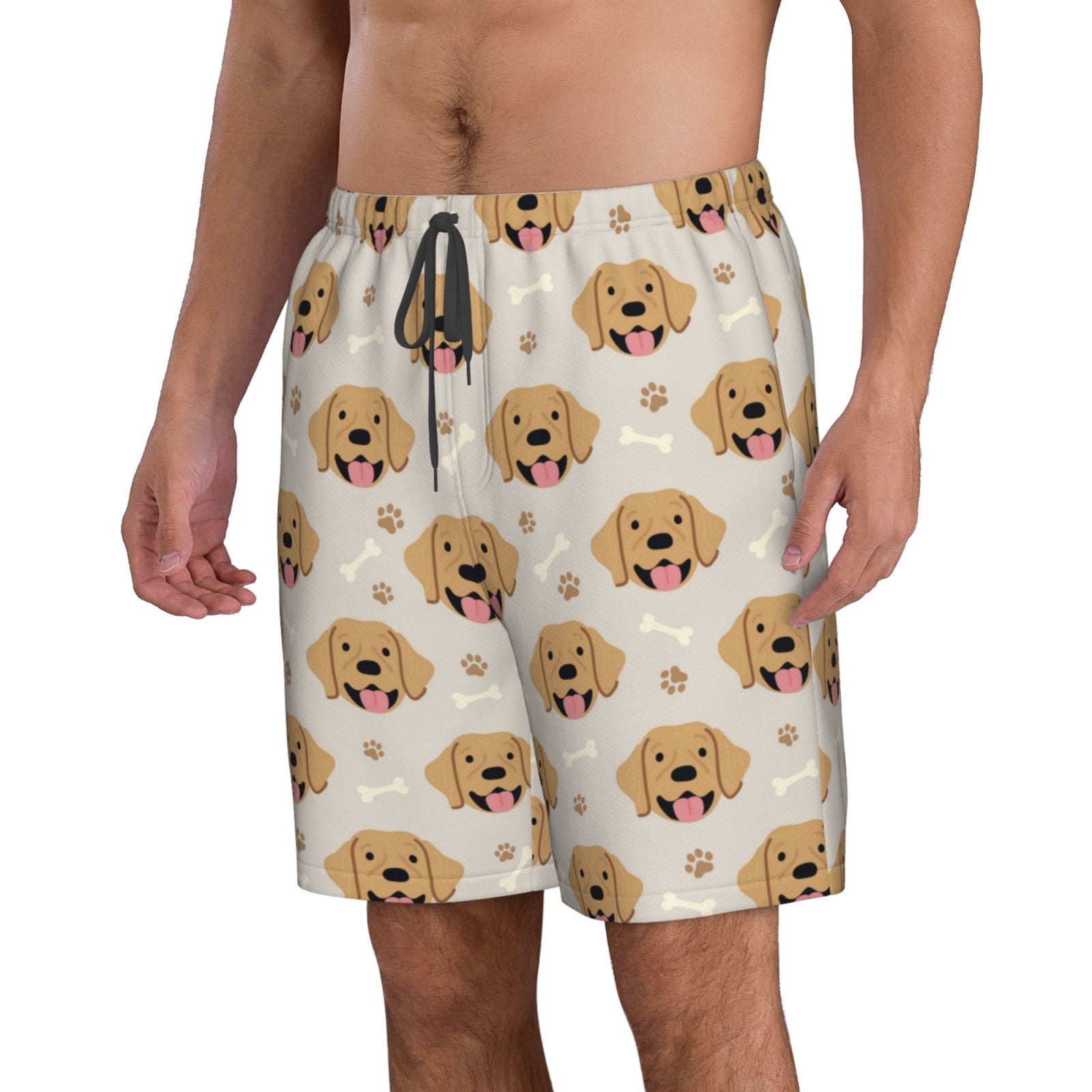 Uemuo Labrador Retriever Dog Pattern Men's Swim Trunks Hawaiian Beach ...