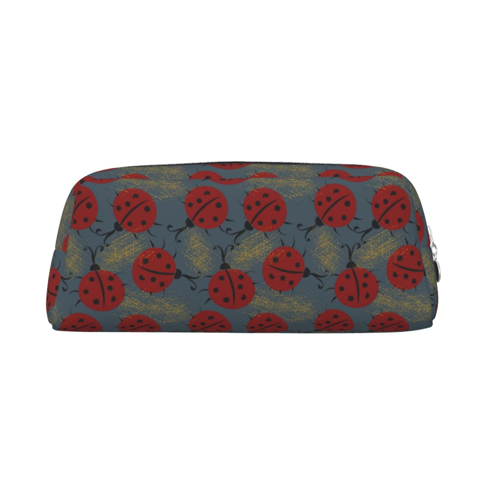 Uemuo Ladybug Printed Leather Pencil Case, Pencil Pouch, Portable ...